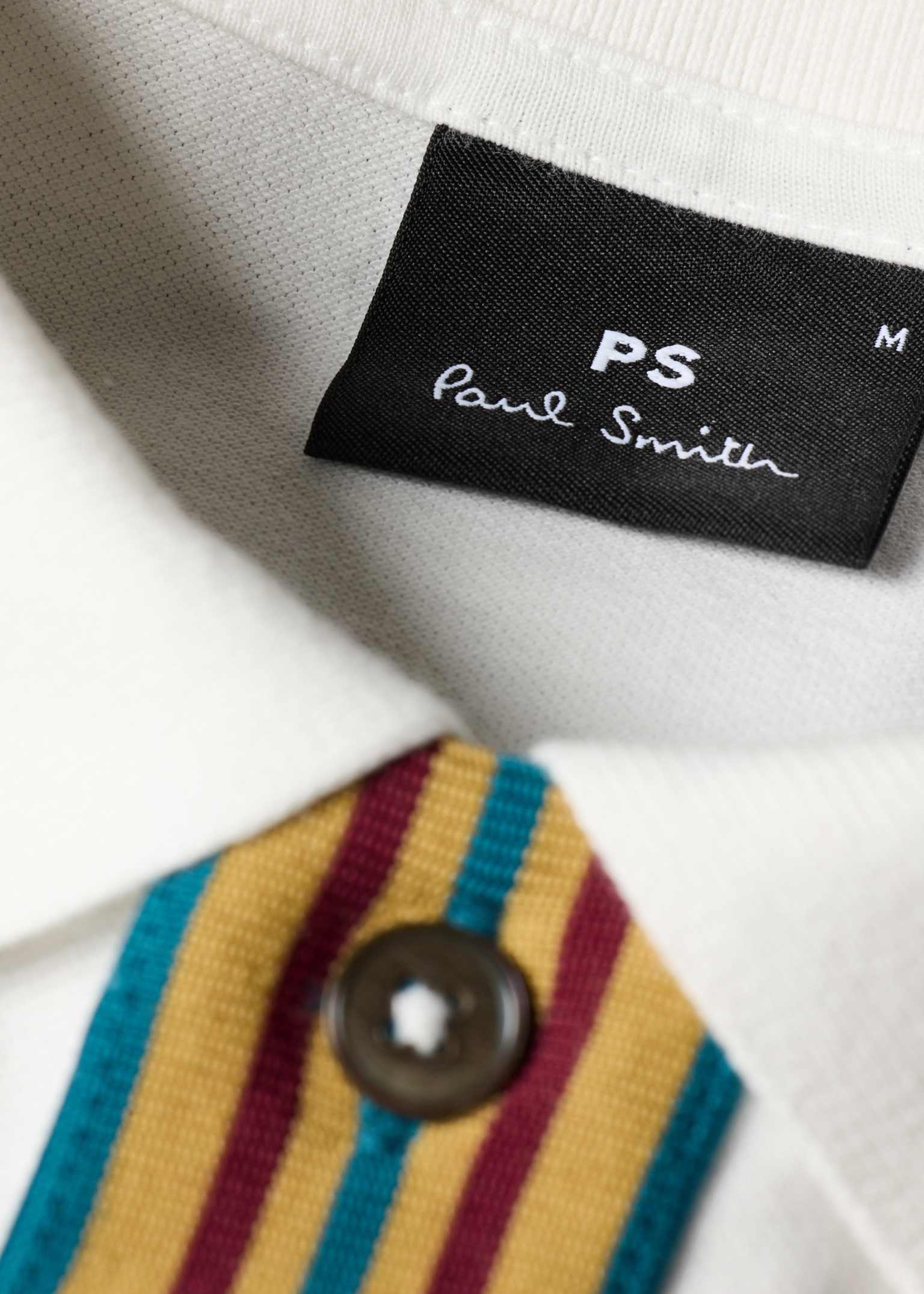 Men's Ecru Polo Shirt With Stripe Tipping