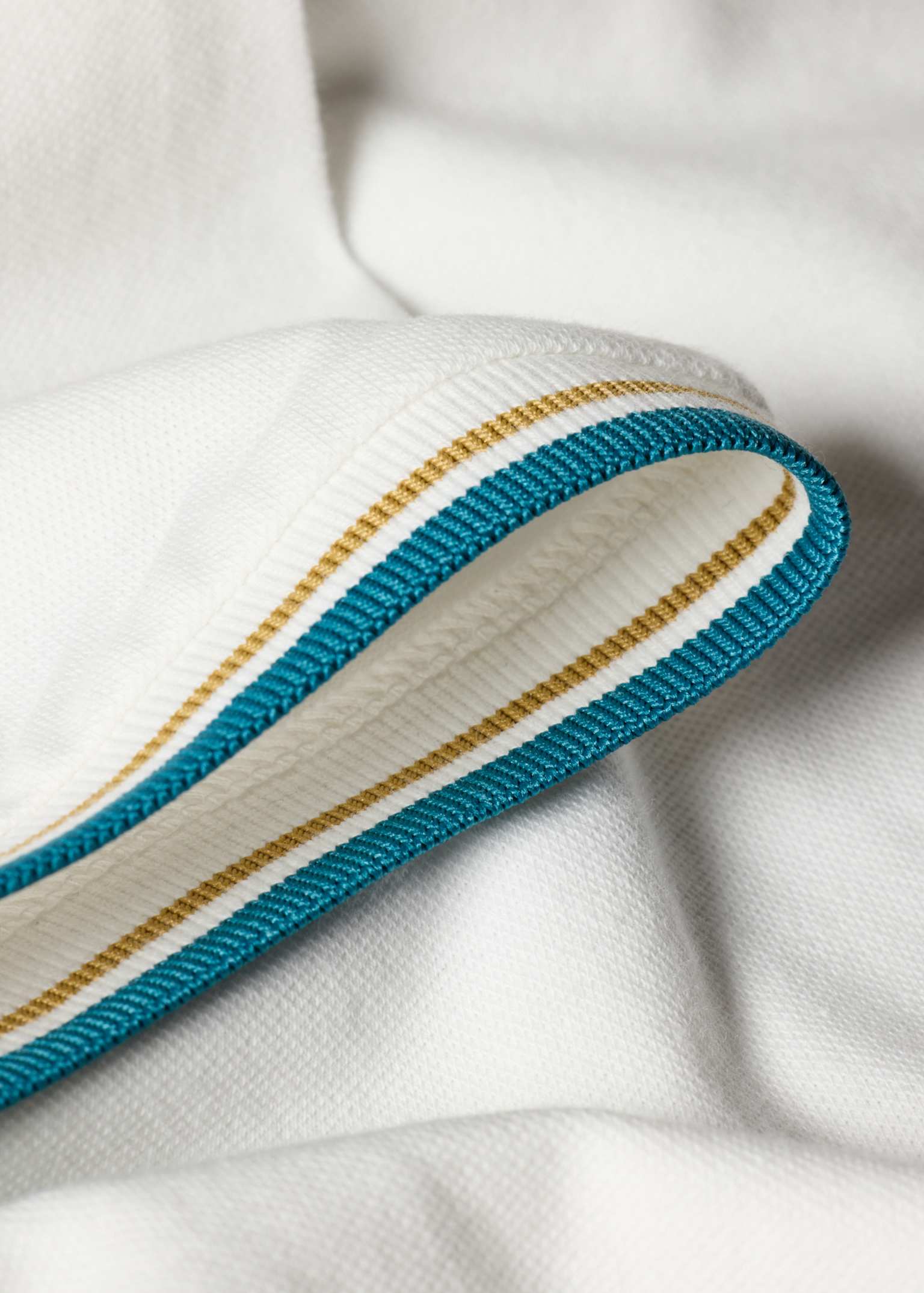 Men's Ecru Polo Shirt With Stripe Tipping