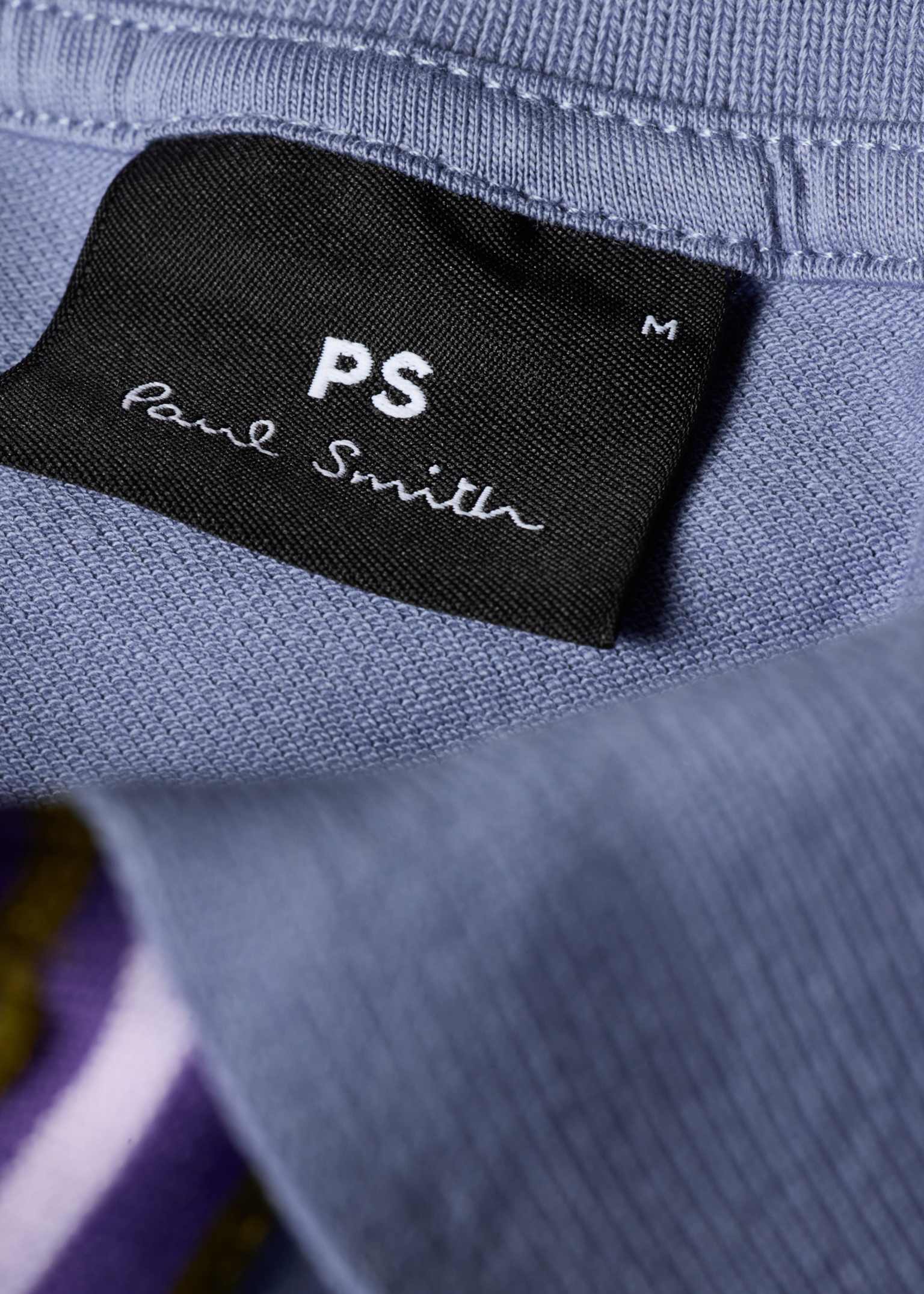 Men's Washed Indigo Polo Shirt With Stripe Tipping