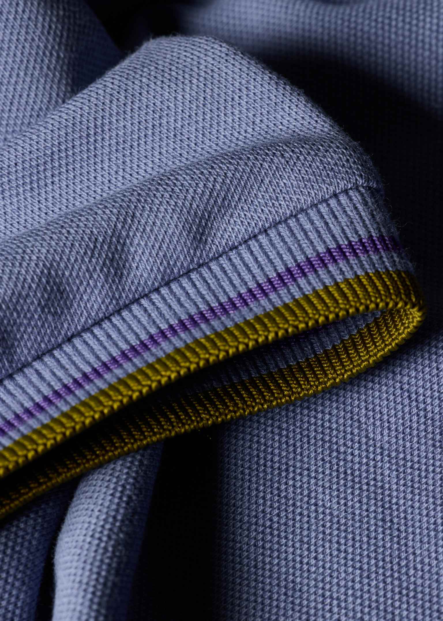 Men's Washed Indigo Polo Shirt With Stripe Tipping