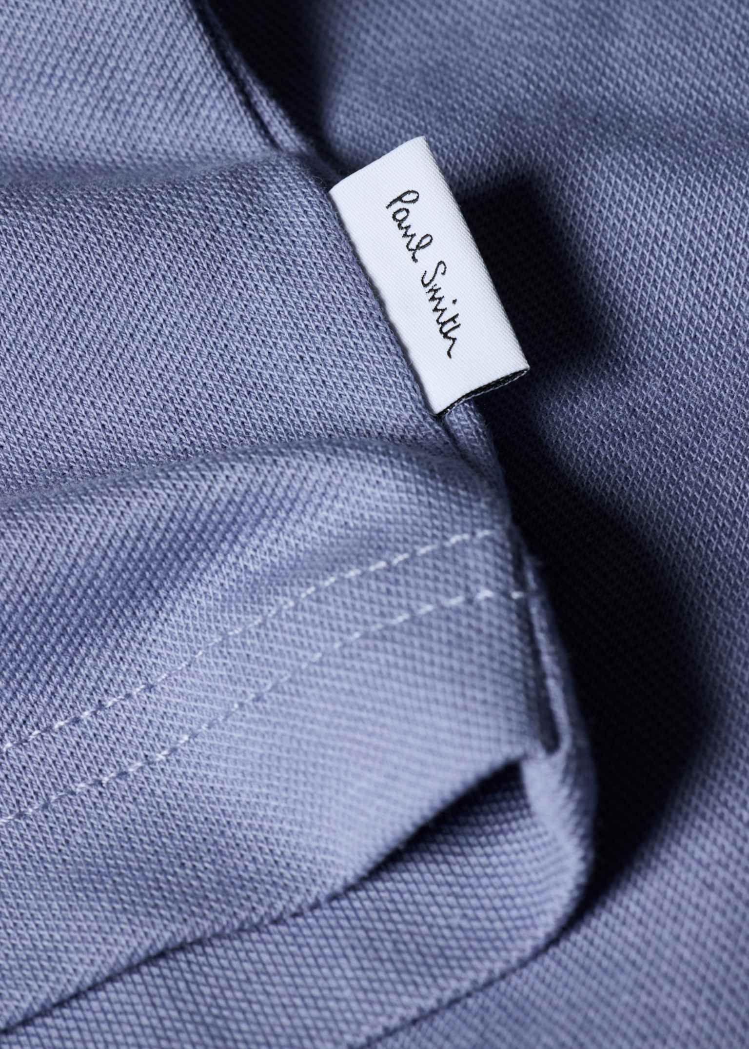 Men's Washed Indigo Polo Shirt With Stripe Tipping