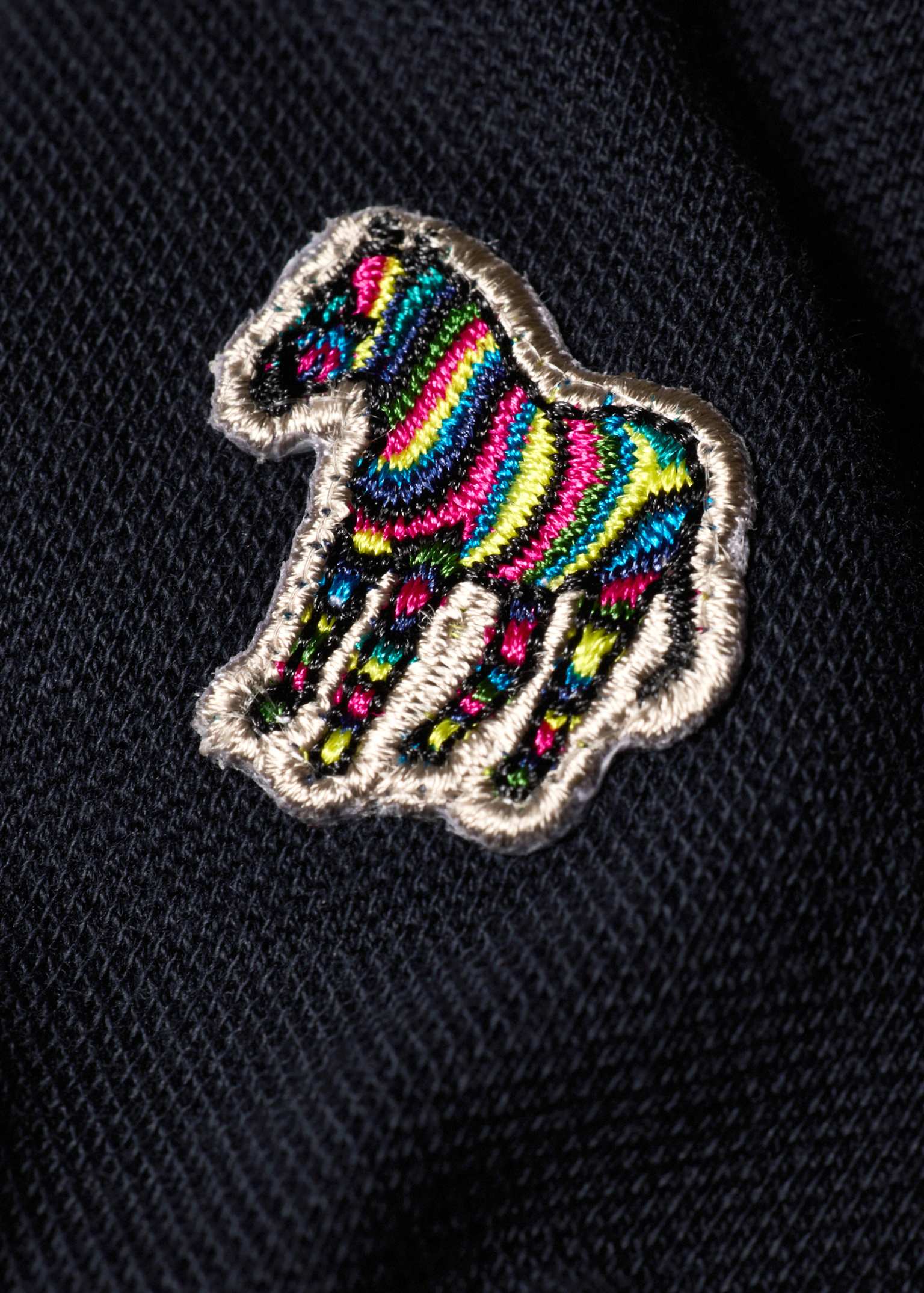 Men's Navy Zebra Logo Long-Sleeve Polo Shirt With Tipping