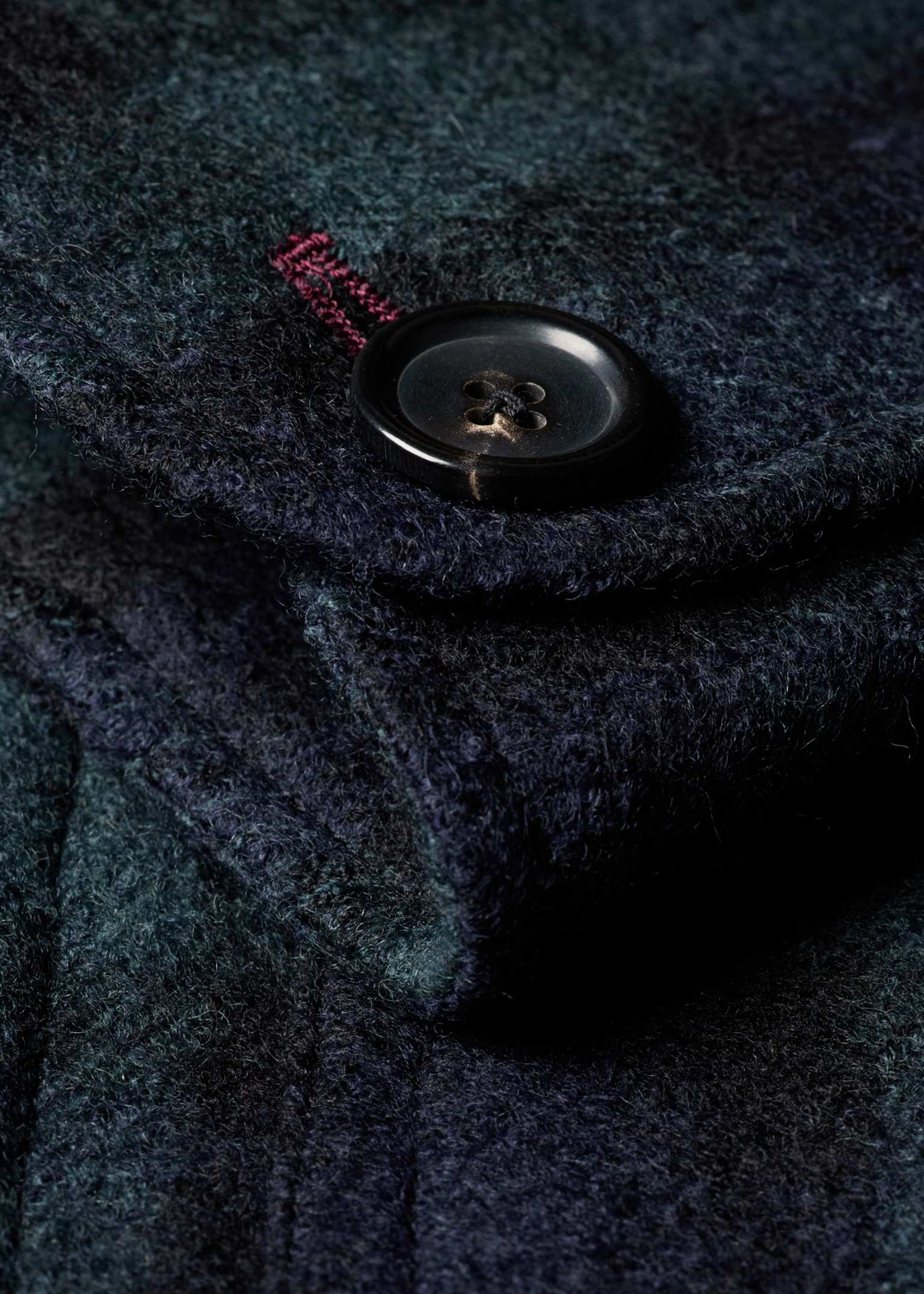 Men's Navy and Green Check Wool Work Jacket