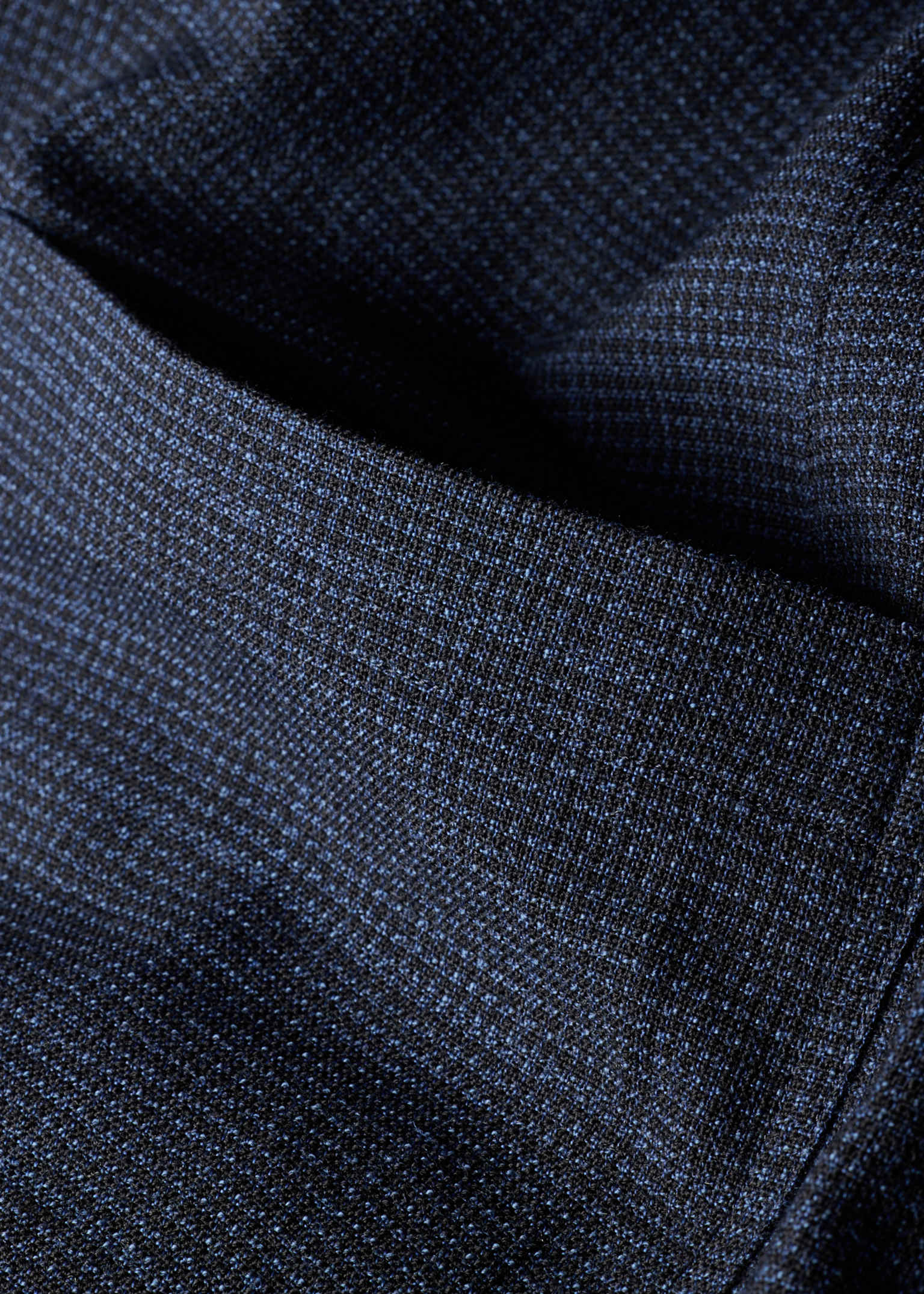 Men's Navy Check Stretch-Wool Patch-Pocket Blazer