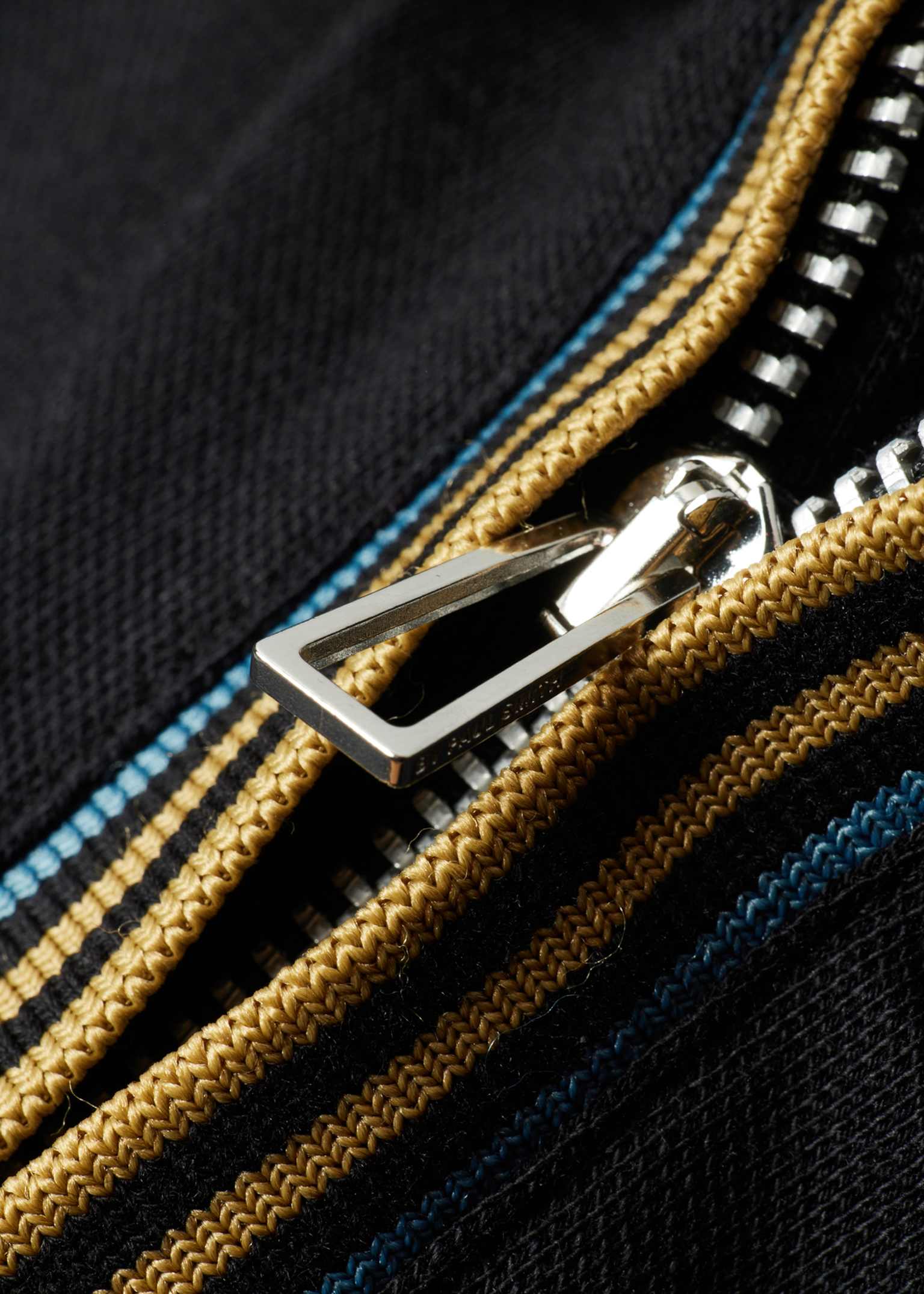 Men's Black Contrast Tipping Full-Zip Long-Sleeve Polo Shirt