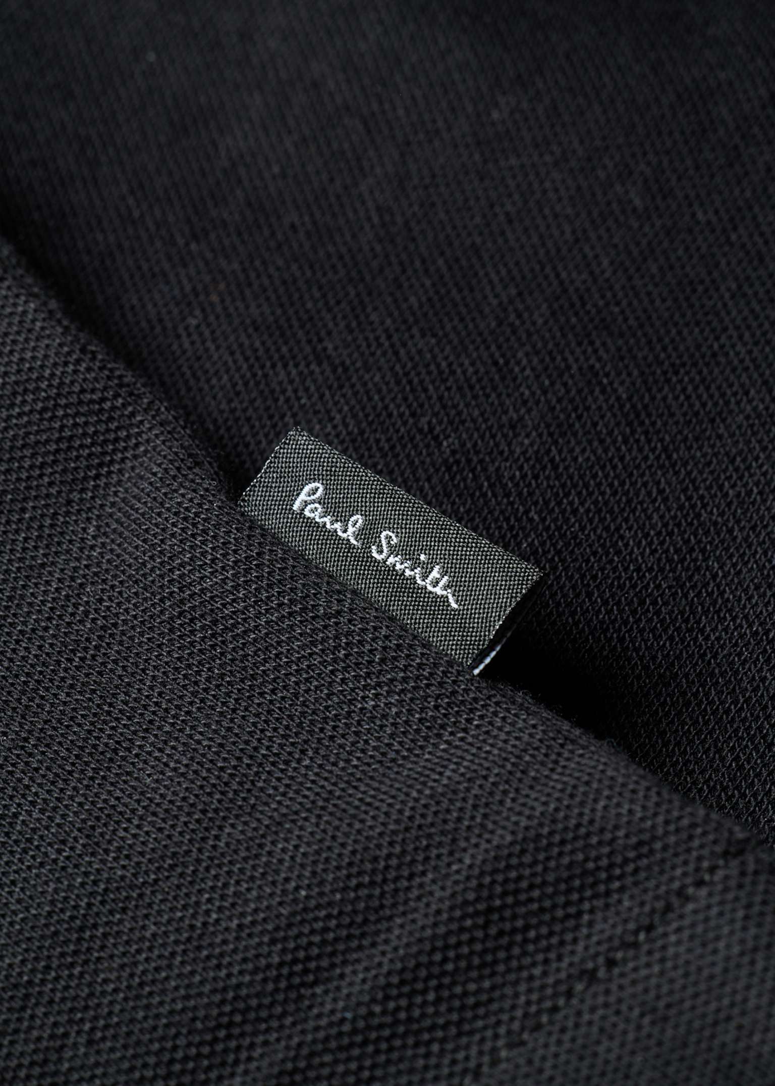 Men's Black Contrast Tipping Full-Zip Long-Sleeve Polo Shirt