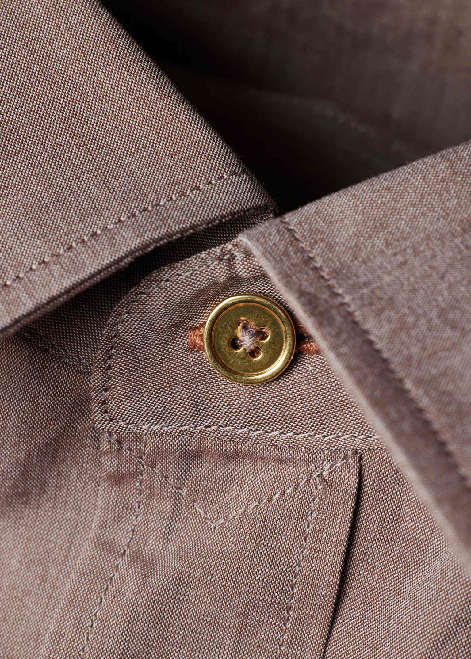 Men's Tailored-Fit Light Brown Chambray Shirt