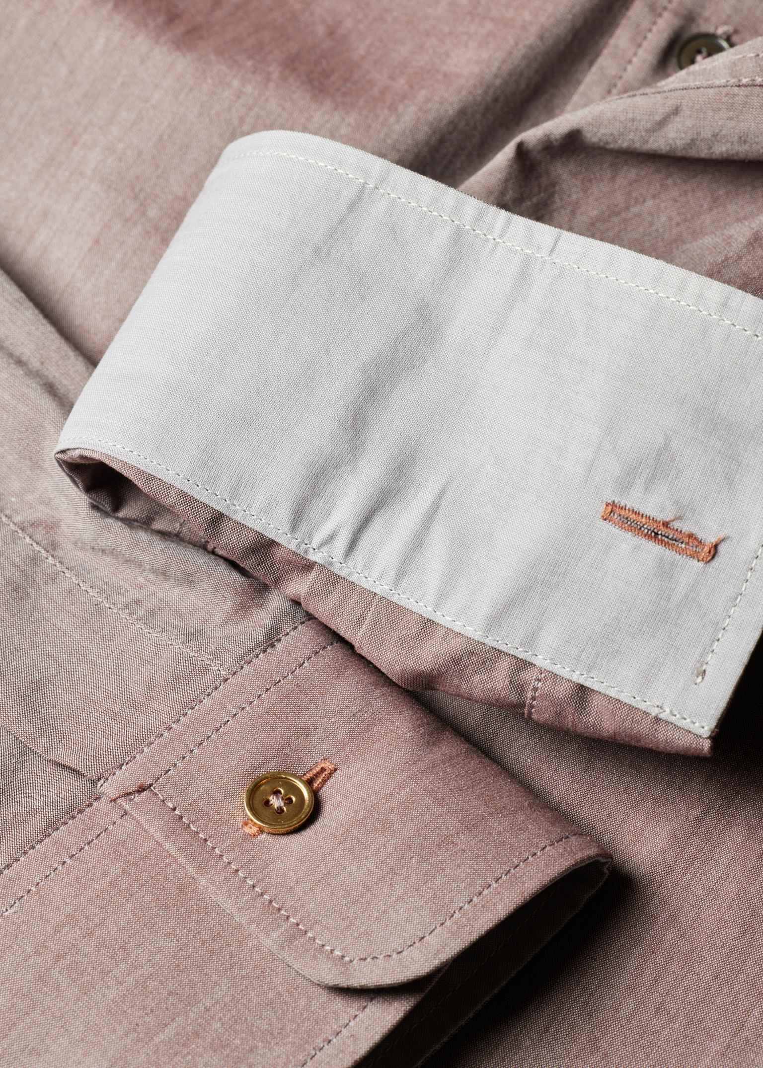 Men's Tailored-Fit Light Brown Chambray Shirt