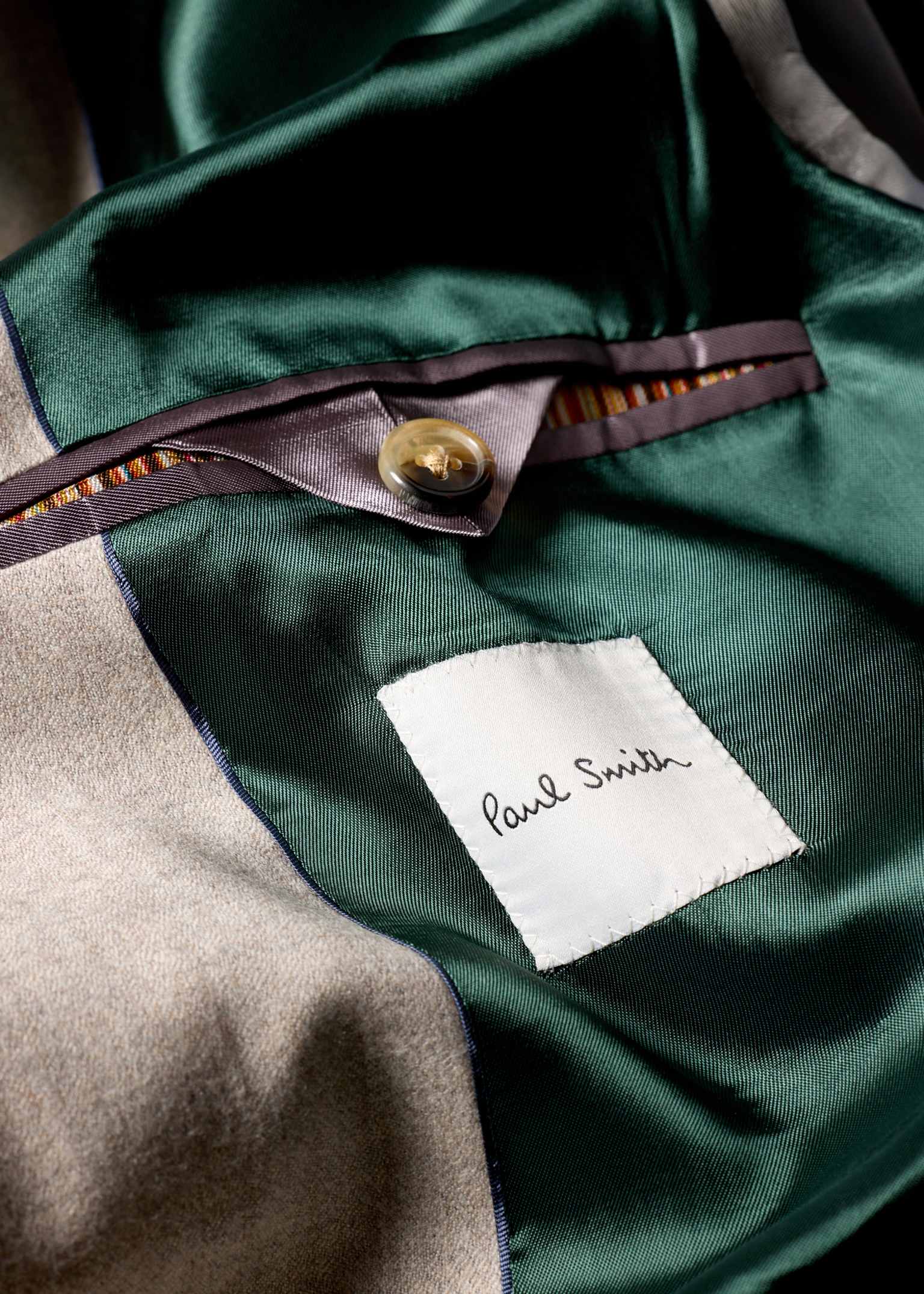 Men's Tailored-Fit Beige Overdyed Wool-Cashmere Flannel Blazer