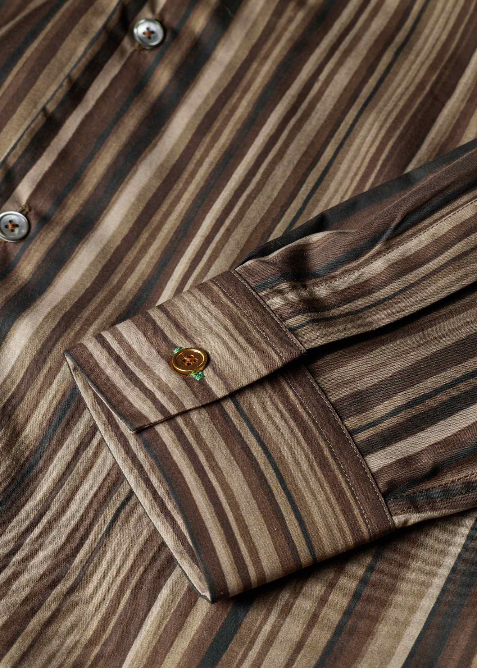 Men's Brown 'Painted Signature Stripe' Print Cotton Shirt