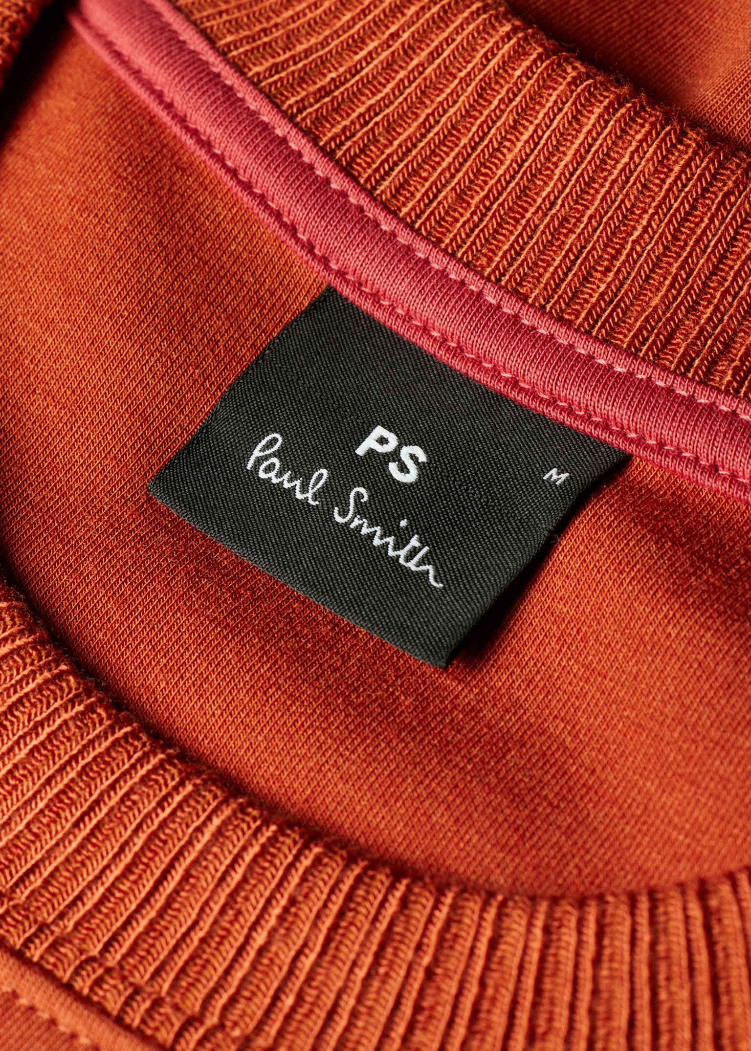 Men's Rust Orange Embossed 'Happy' Crew Neck Sweater