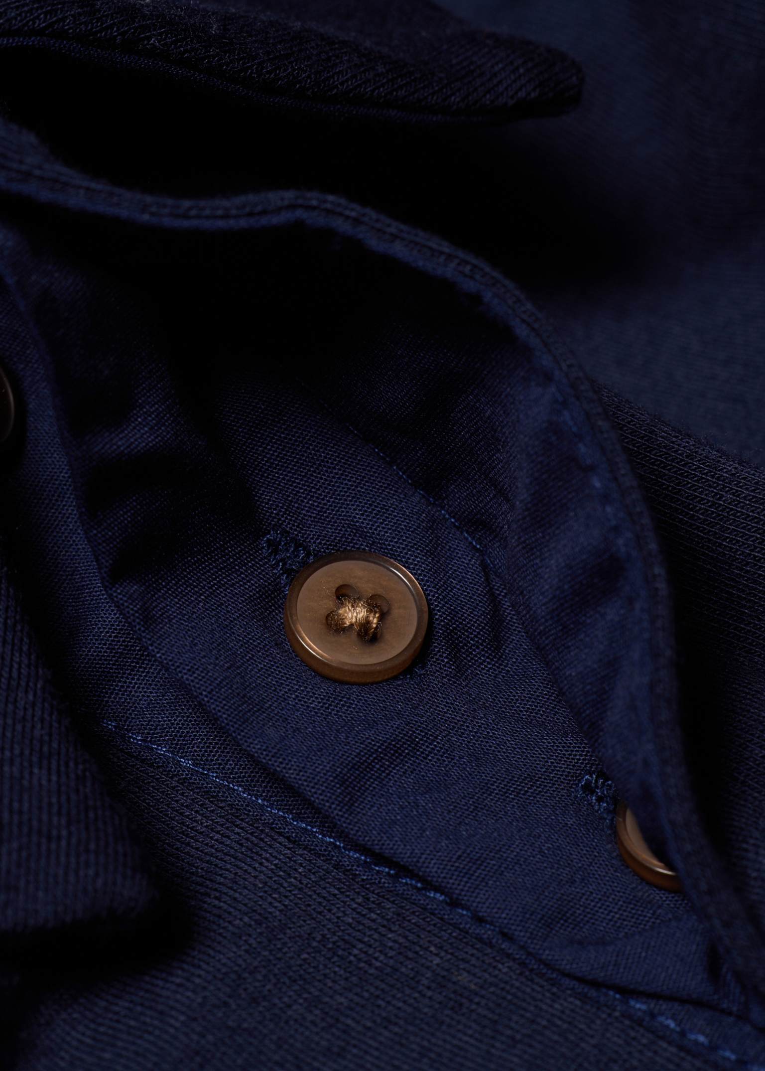 Men's Navy Cotton-Modal Long-Sleeve Polo Shirt