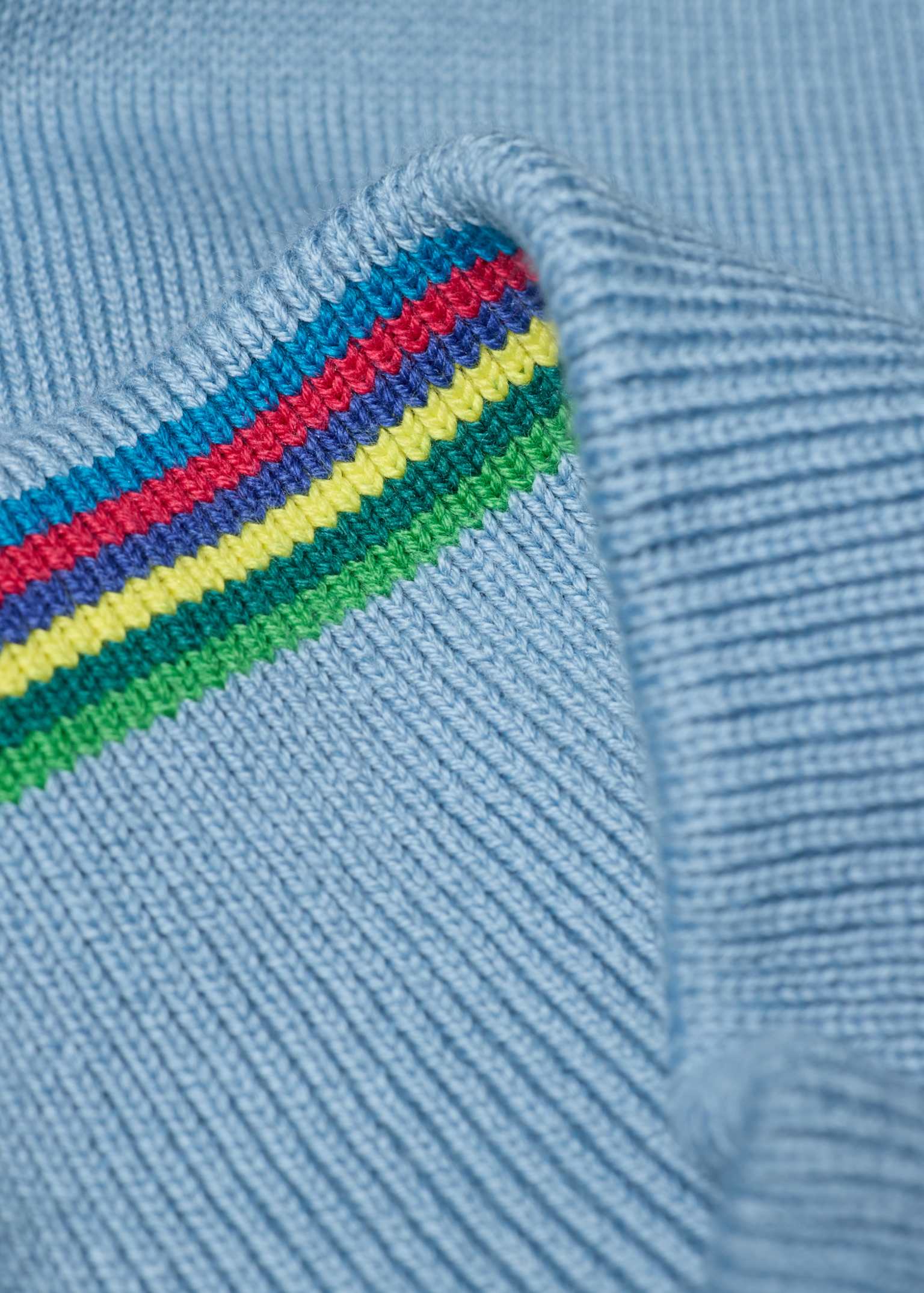 Men's Pale Blue Organic Cotton Half Zip Zebra Logo Sweater