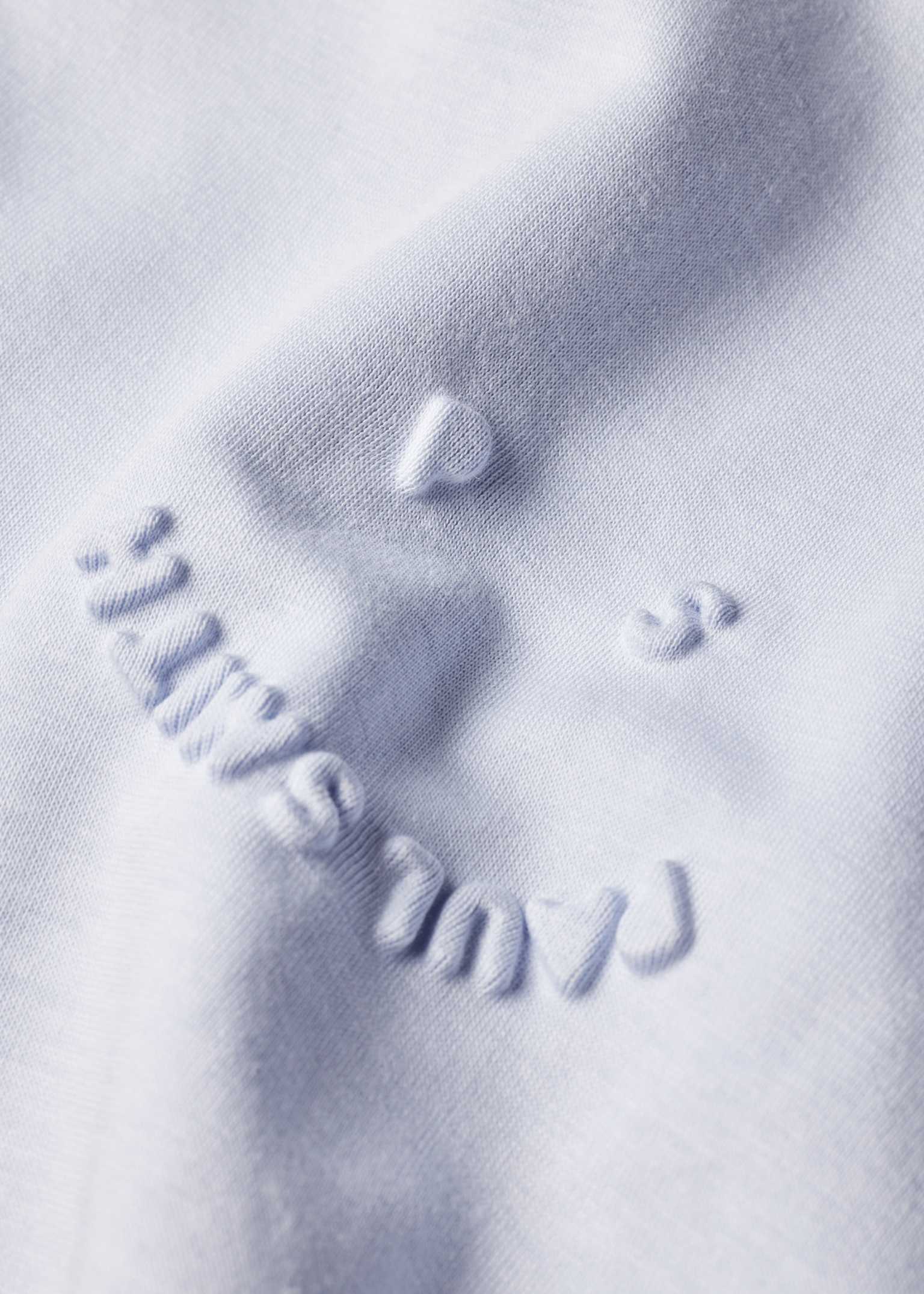 Men's Casual-Fit Sky Blue Embossed 'Happy' T-Shirt