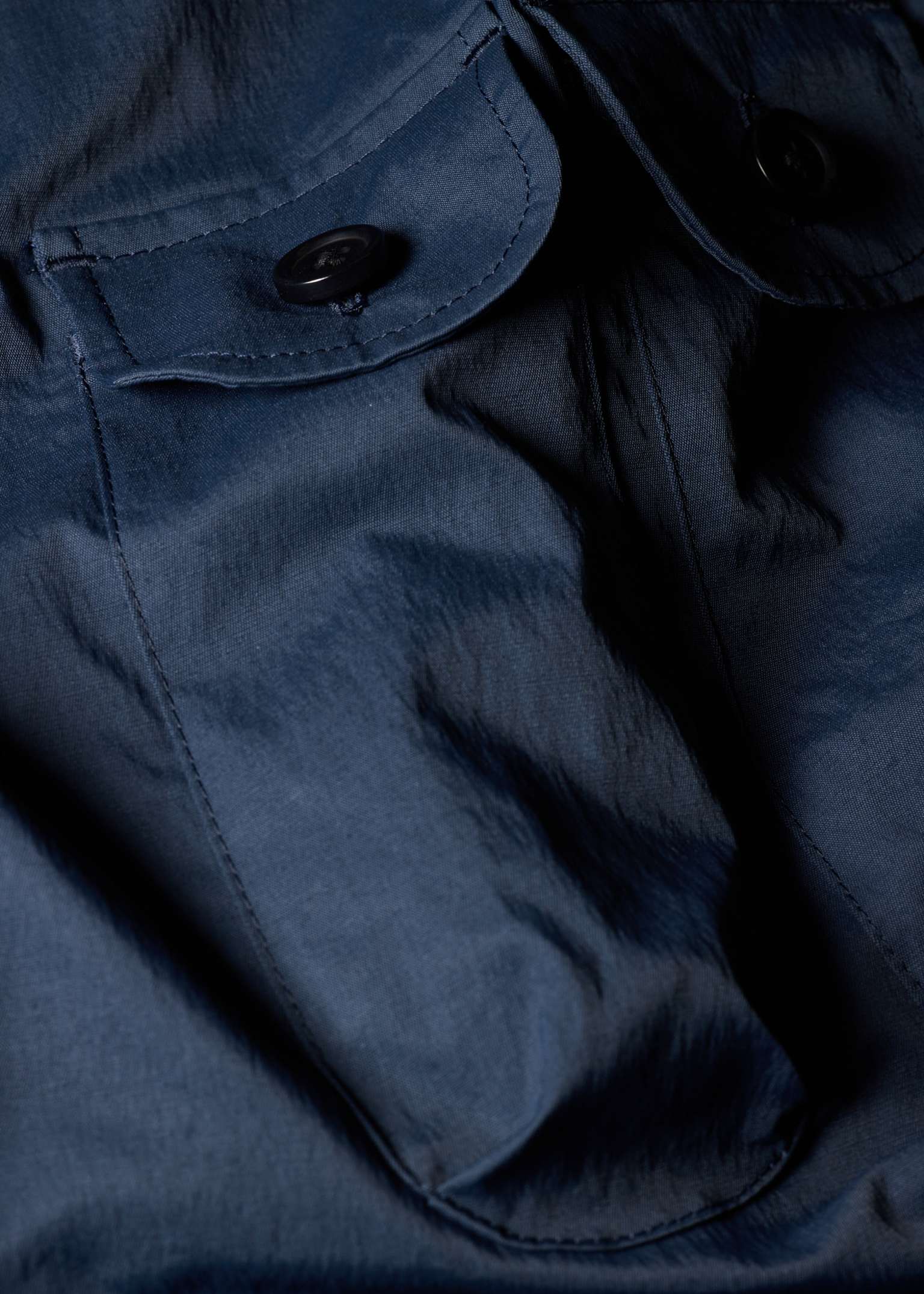 Men's Navy Cotton-Blend Patch-Pocket Overshirt