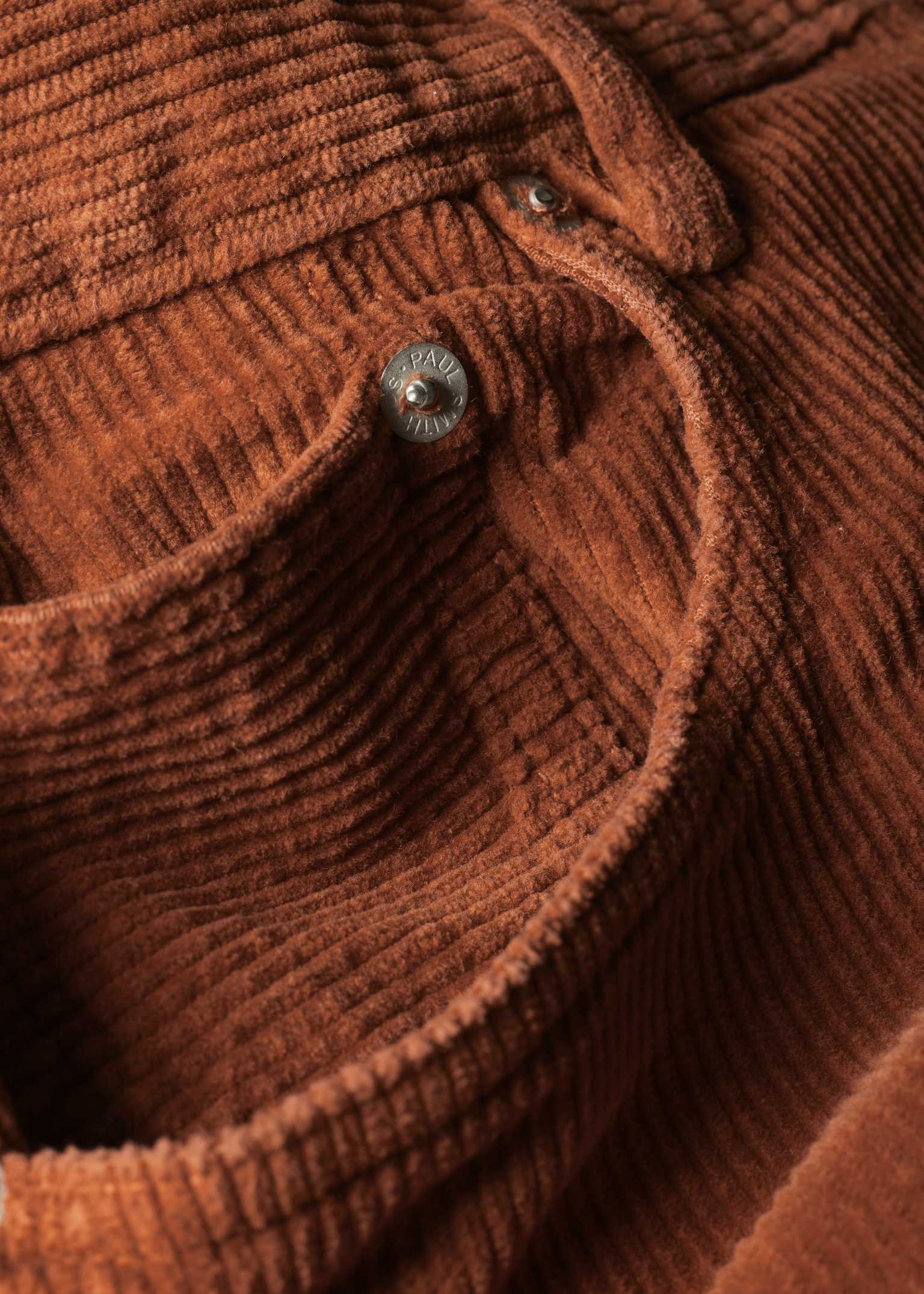 Men's Relaxed Tapered-Fit Rust Orange Corduroy Trousers
