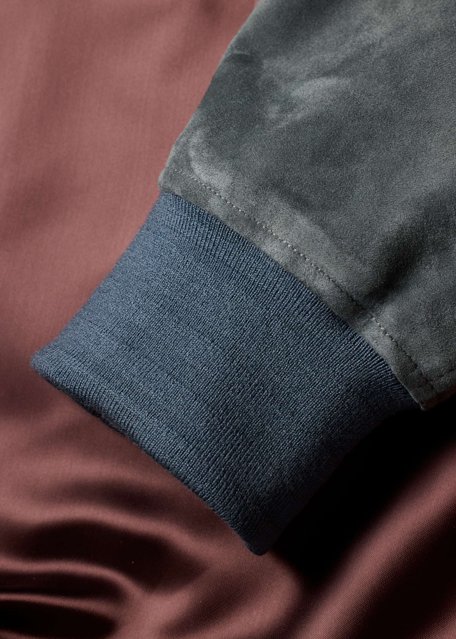 Men's Steel Blue Suede Bomber Jacket