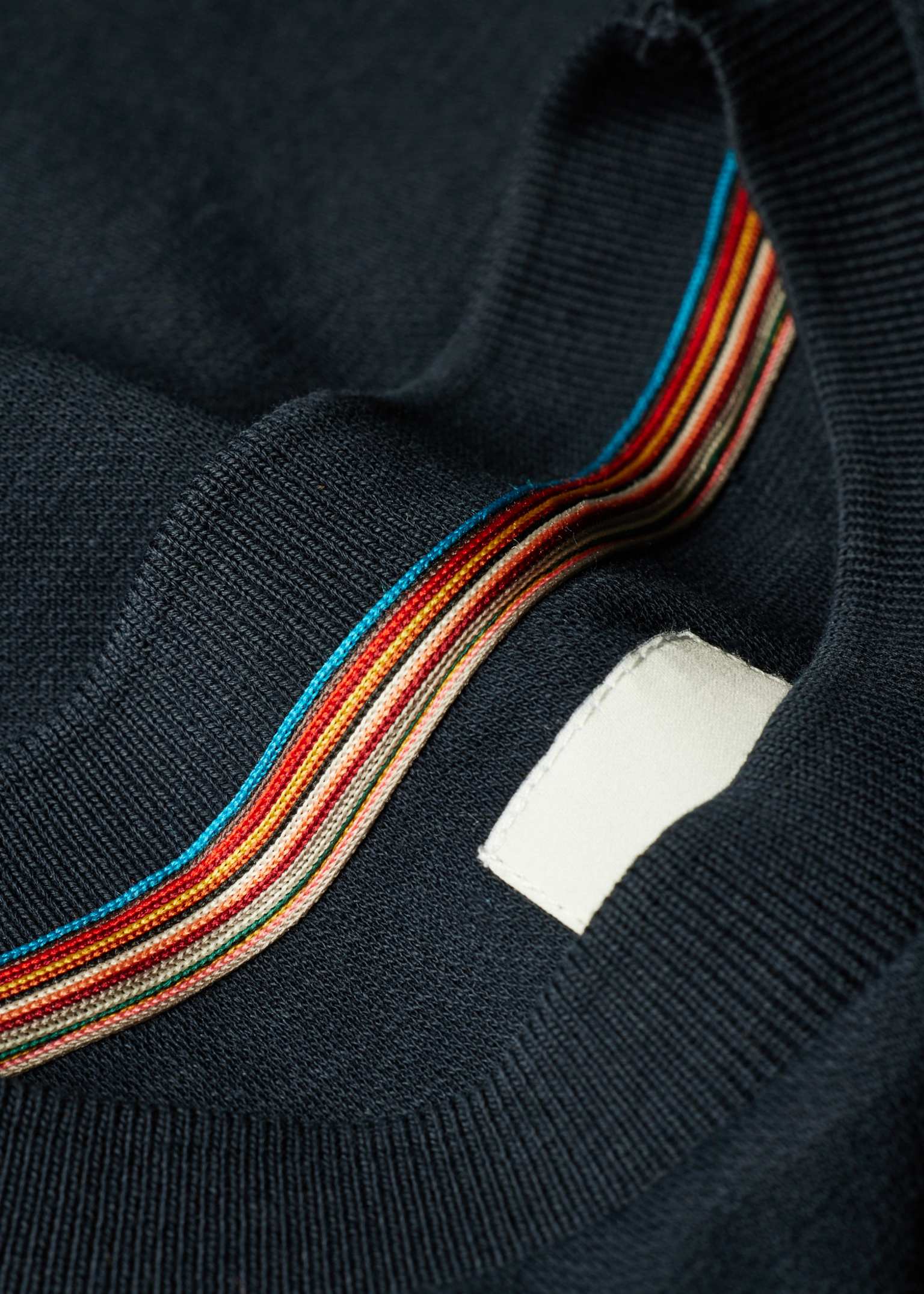 Men's Navy Cotton T-Shirt With Integrated Rib Detail