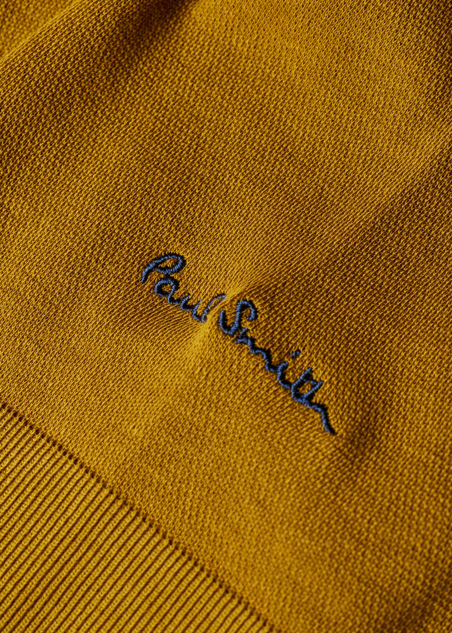 Men's Mustard Cotton T-Shirt With Integrated Rib Detail