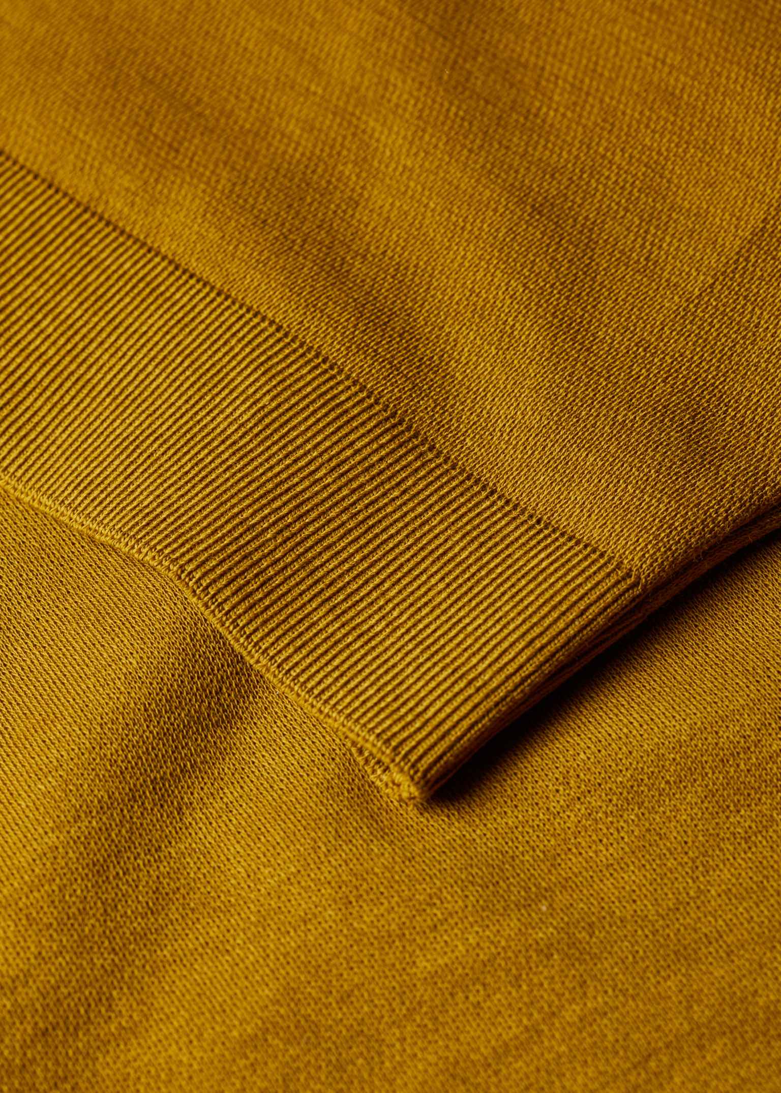 Men's Mustard Cotton T-Shirt With Integrated Rib Detail