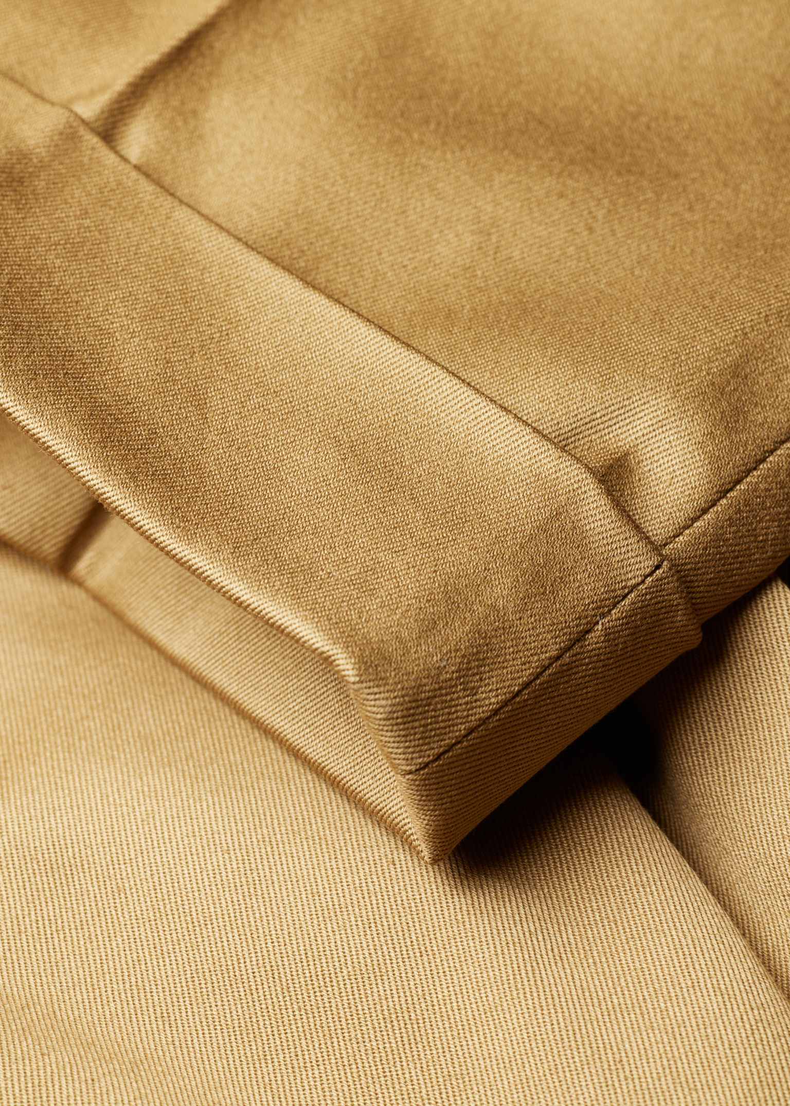 Tan Stretch Cotton-Twill Double-Pleat Trousers