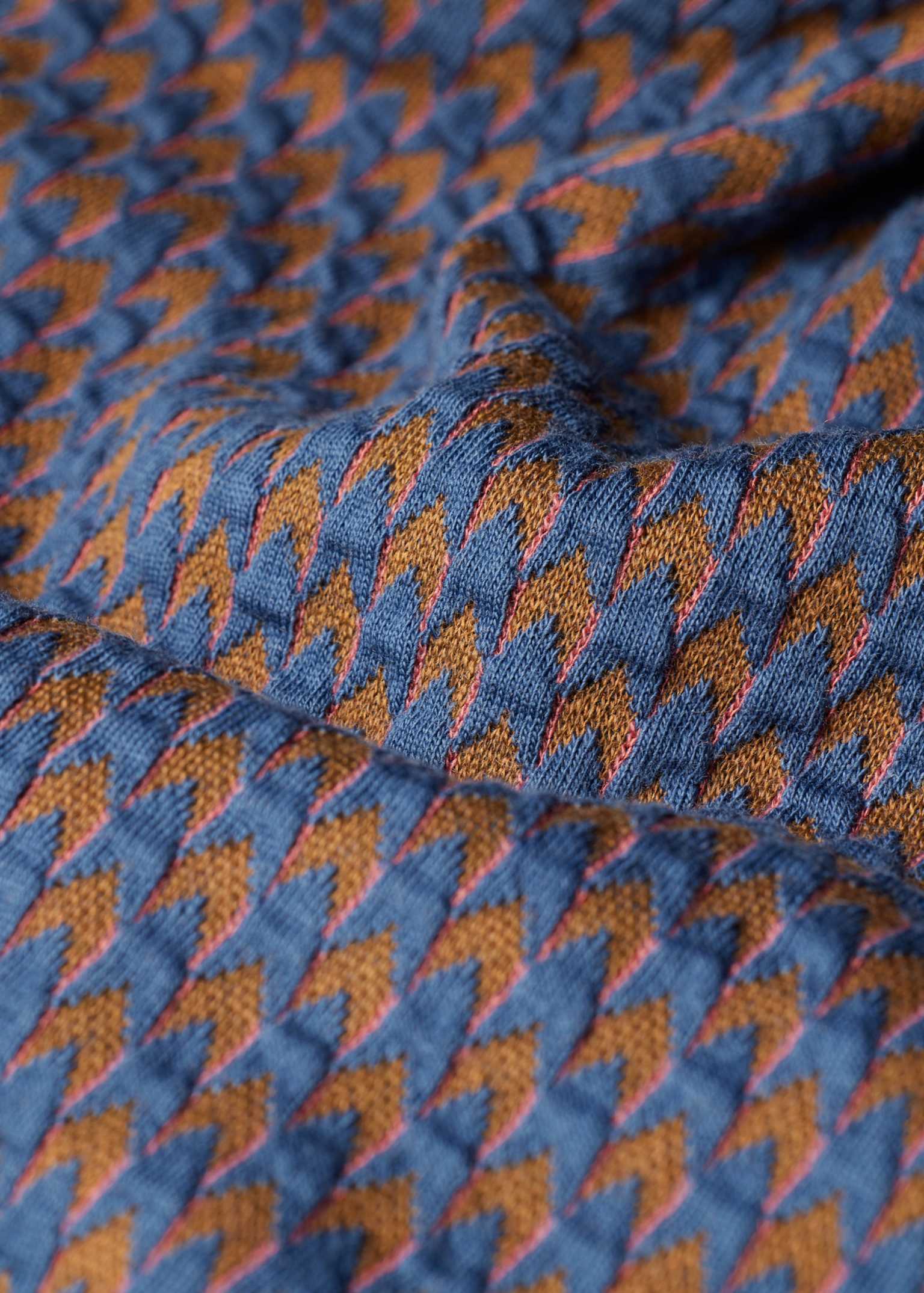 Dark Blue Cotton-Blend Jacquard Cardigan