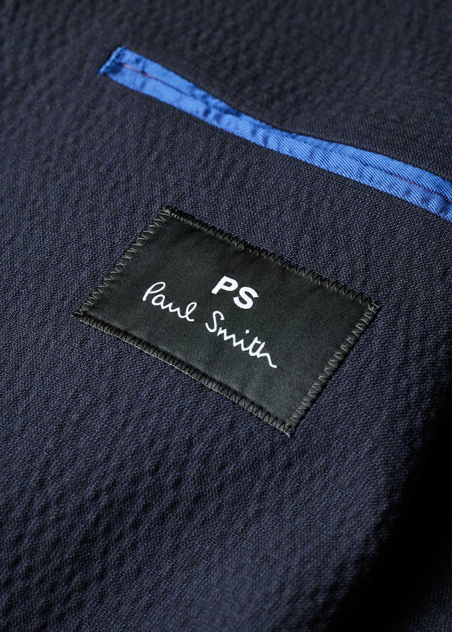 Men's Navy Textured-Cotton Suit