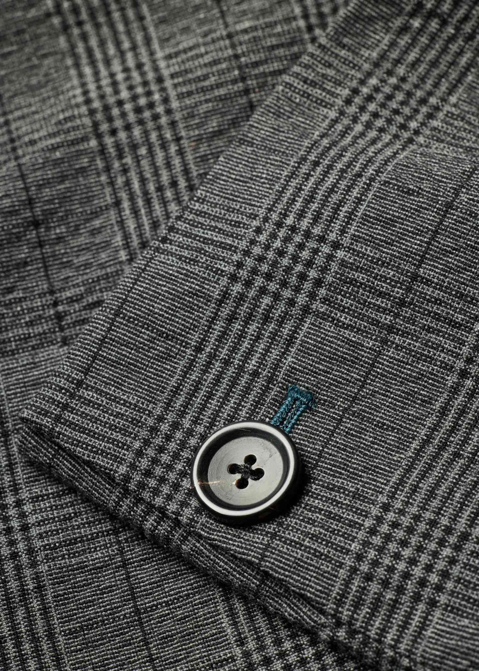 Men's Grey Textured-Cotton Check Buggy-Lined Blazer