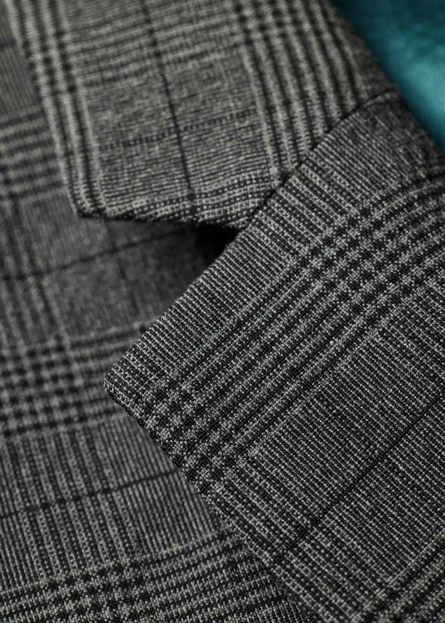 Men's Grey Textured-Cotton Check Buggy-Lined Blazer