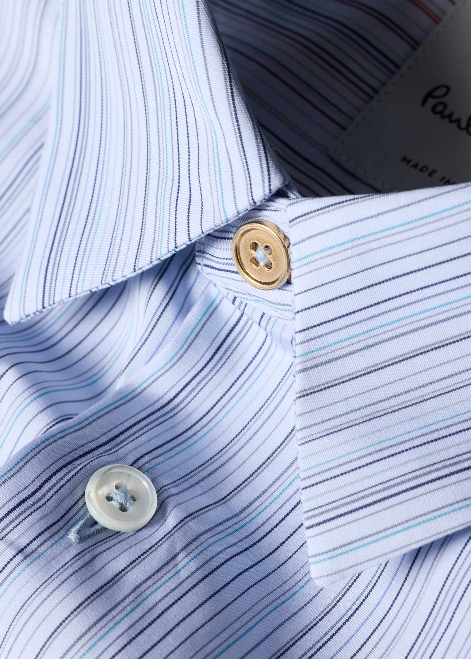 Men's Slim-Fit Light Blue 'Signature Stripe' Cotton Shirt