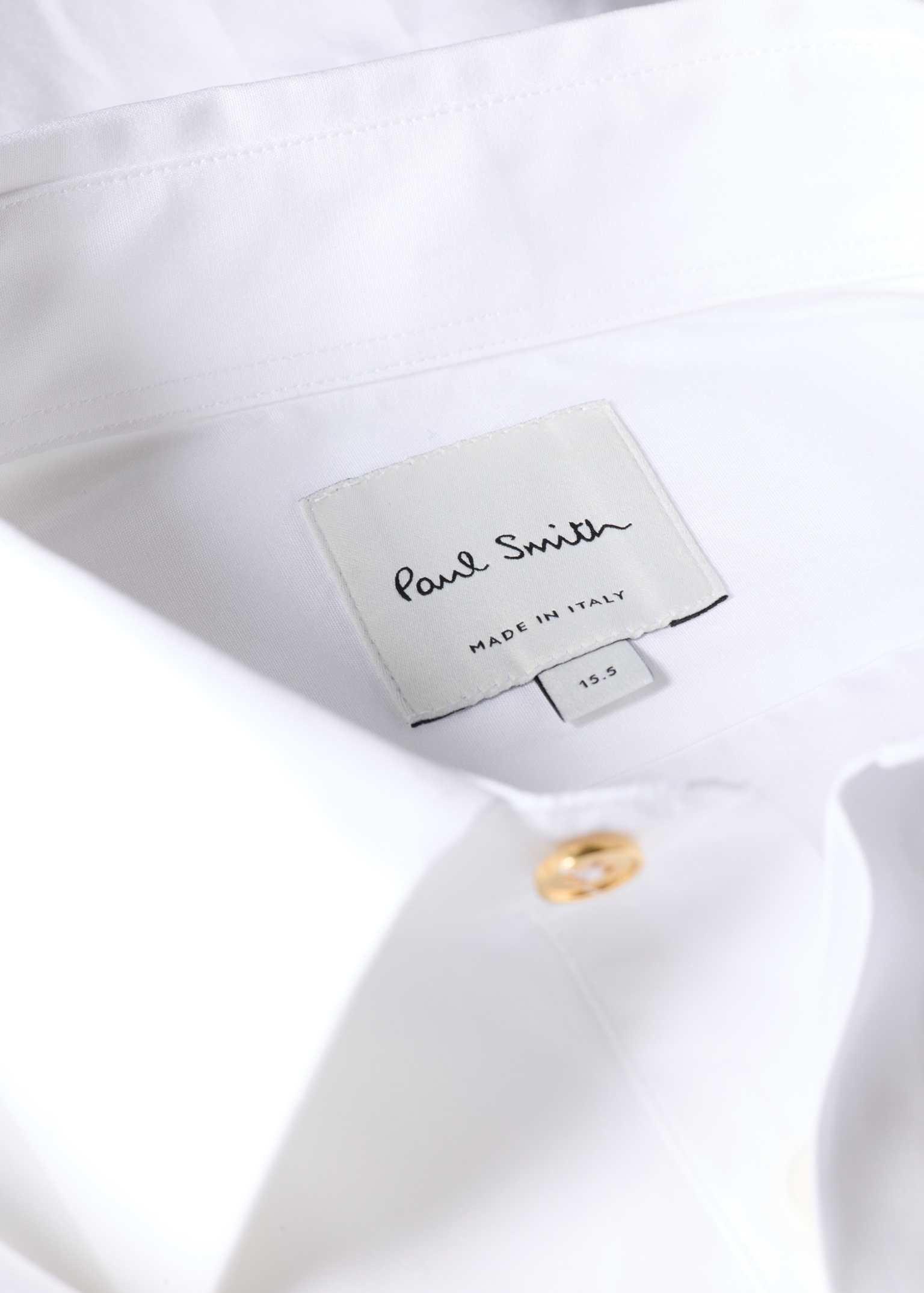 Men's Slim-Fit White Cotton-Poplin Fly-Front Shirt