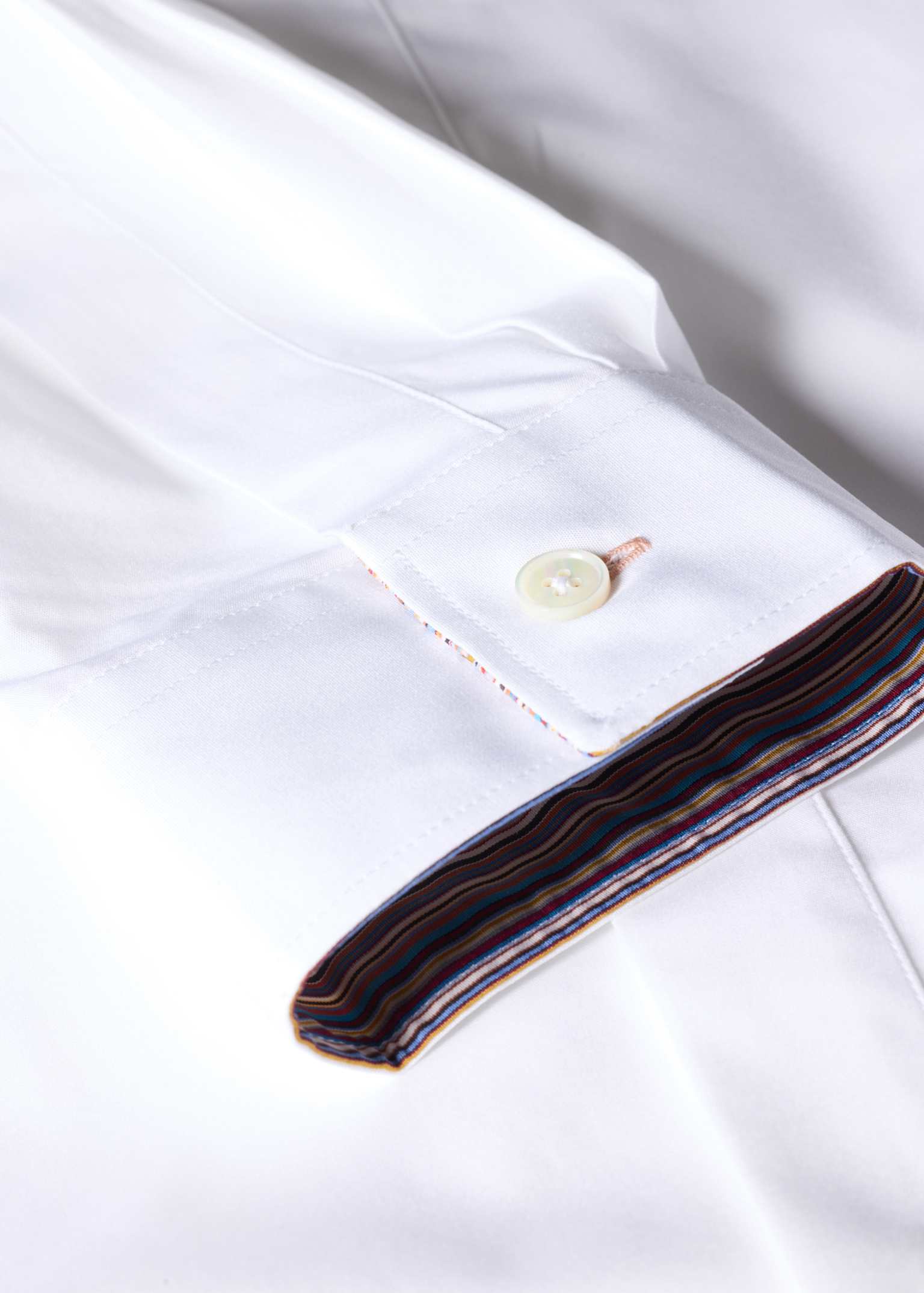 Men's Slim-Fit White Cotton-Poplin Fly-Front Shirt