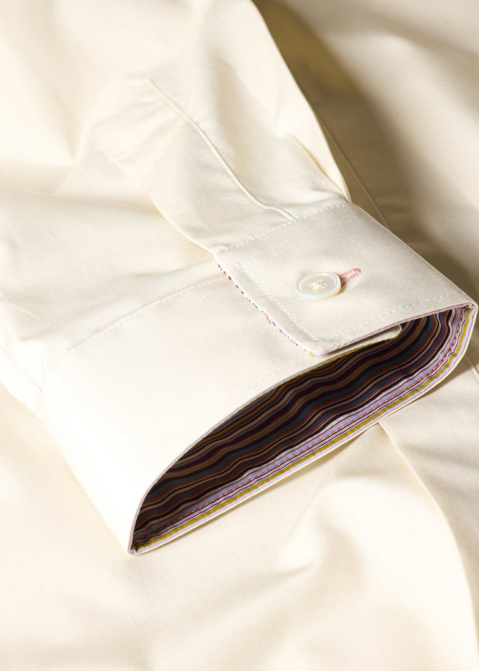 Men's Slim-Fit Ivory Cotton-Poplin Fly-Front Shirt