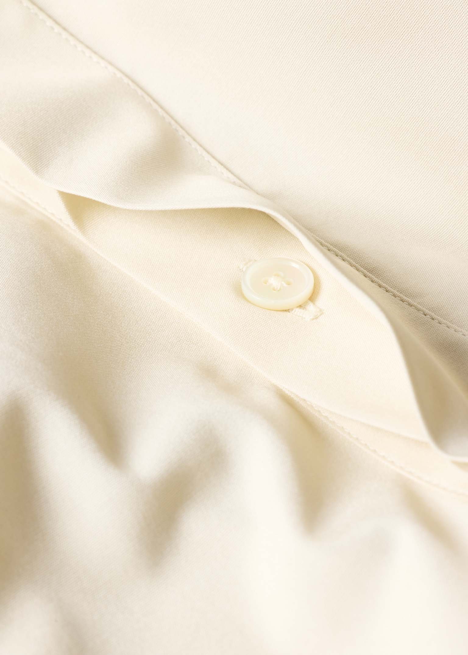Men's Slim-Fit Ivory Cotton-Poplin Fly-Front Shirt
