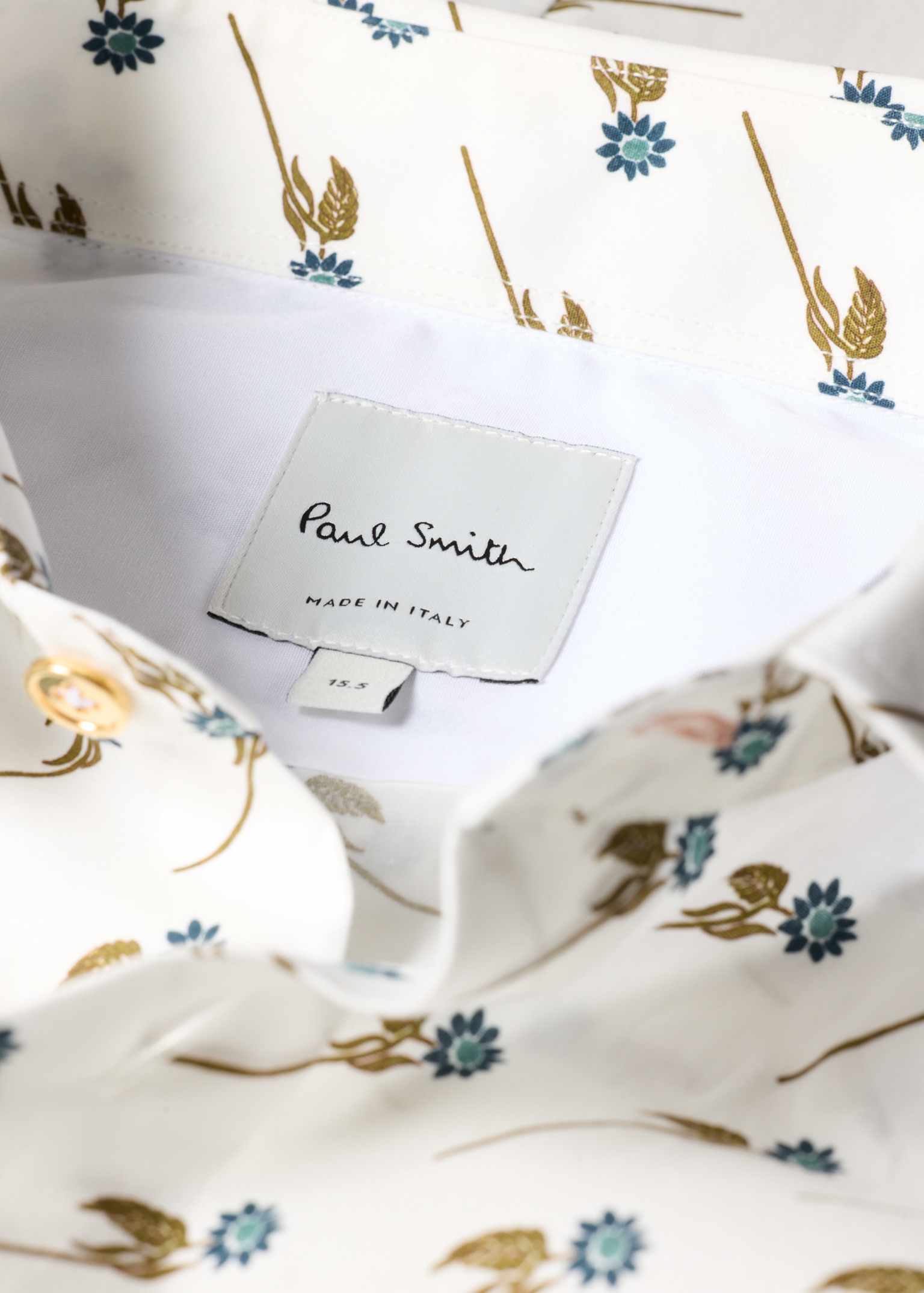 Tailored-Fit White 'Floral' Organic Cotton Shirt