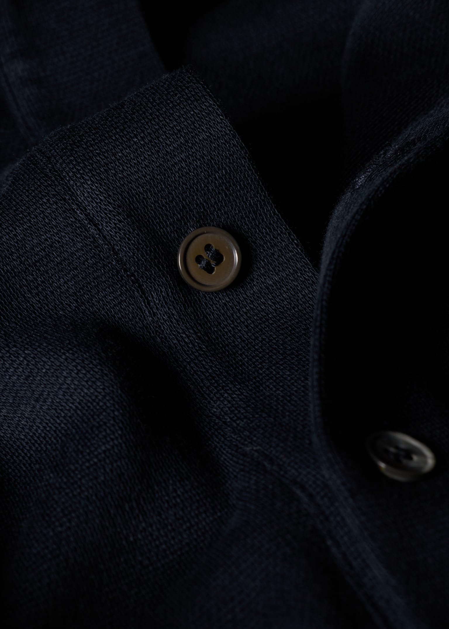 Men's Navy Cotton Polo Shirt with Integrated Rib Detail