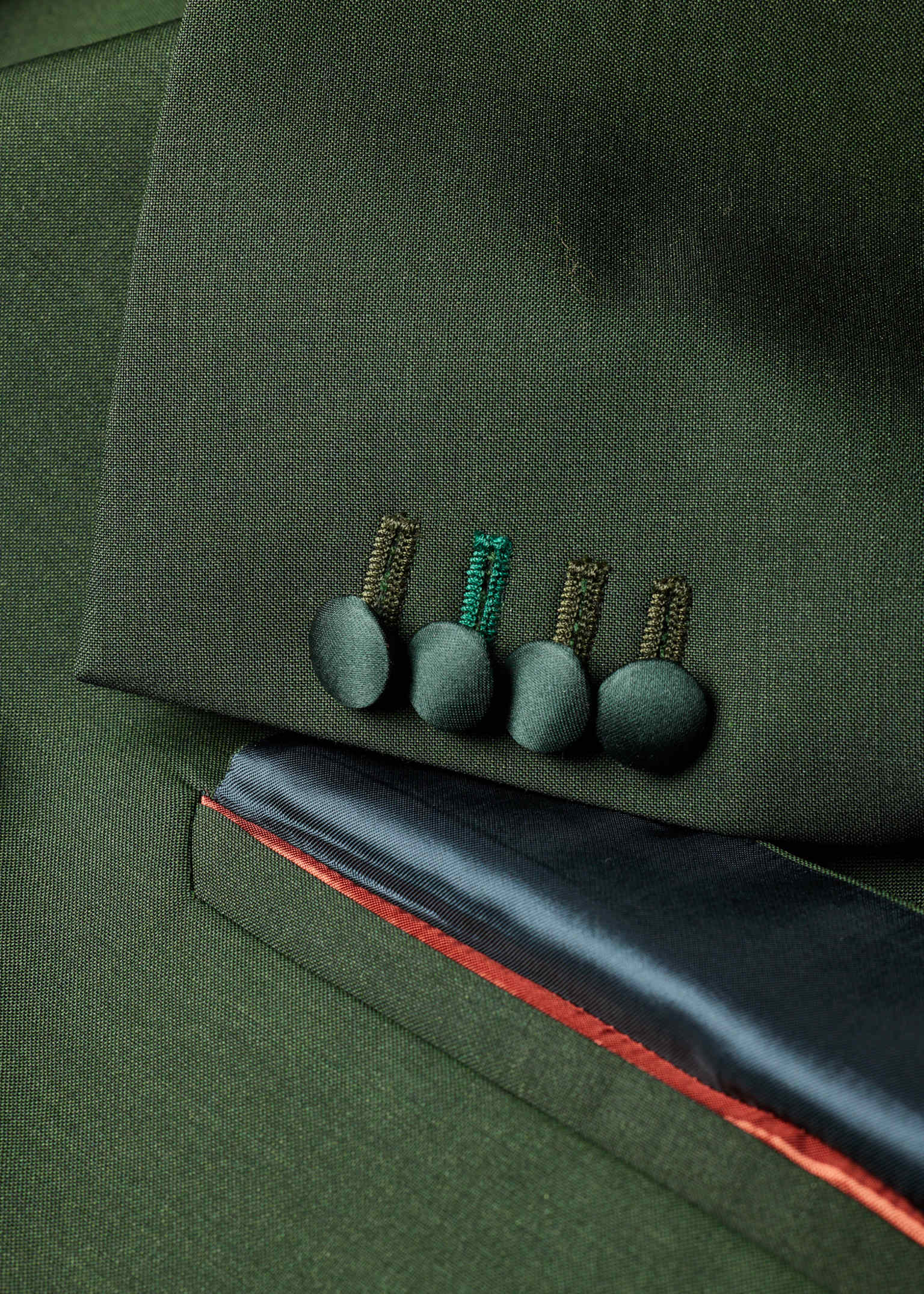 Men's Dark Green Wool-Mohair Double-Breasted Evening Blazer