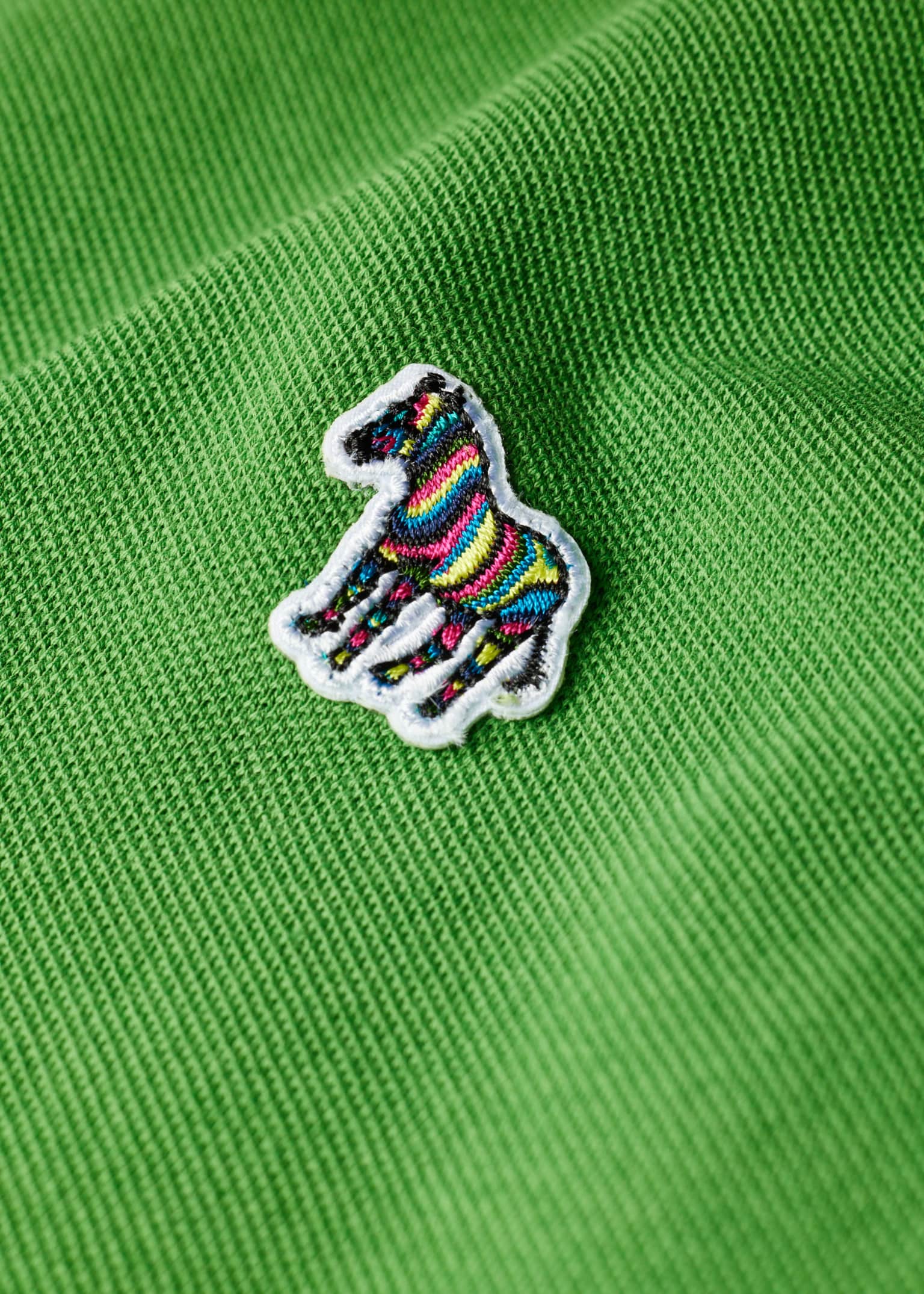 Men's Mid Green Organic Cotton Zebra Polo Shirt