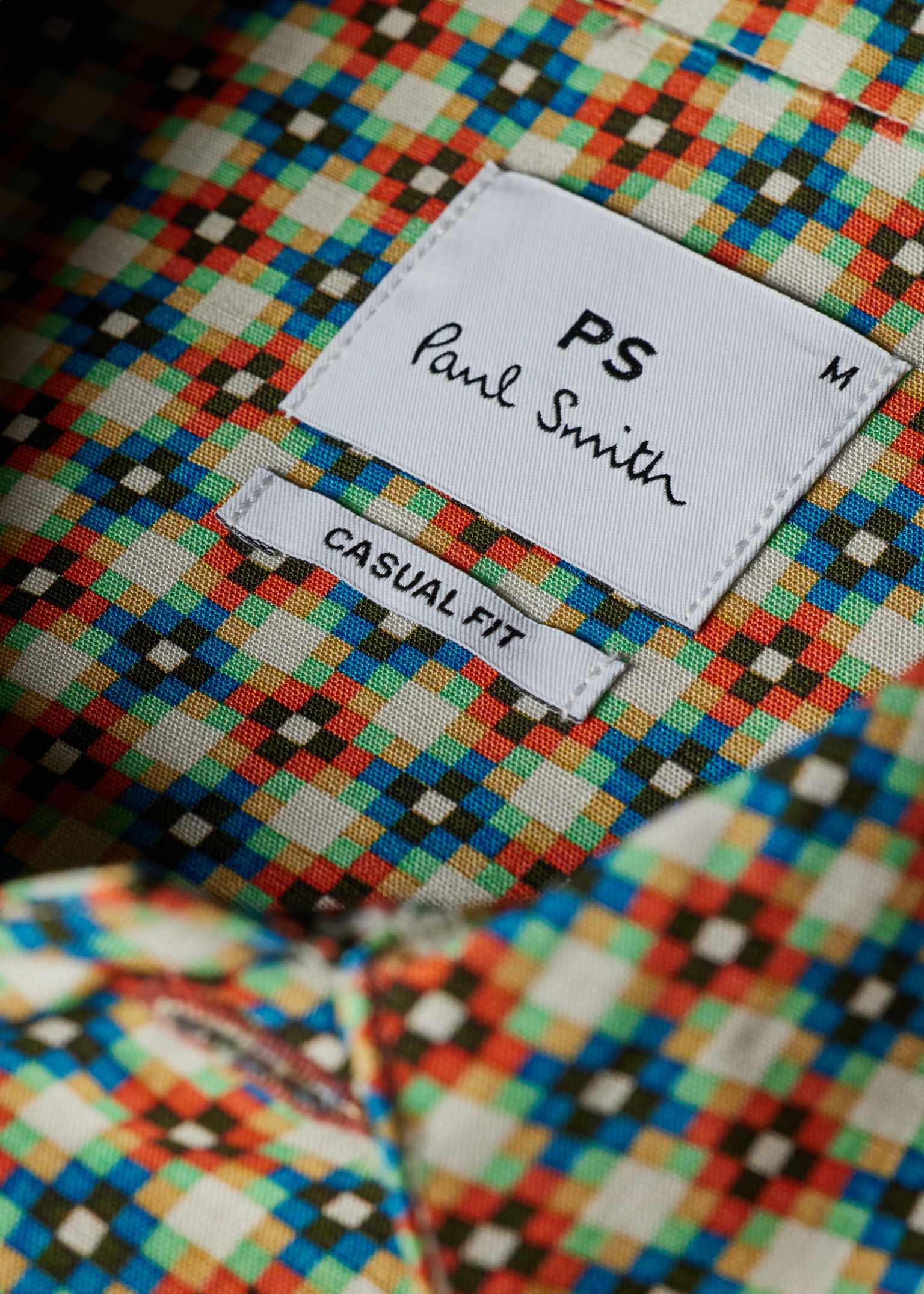 Men's Ecru 'Geo Tile' Print Lyocell-Cotton Shirt