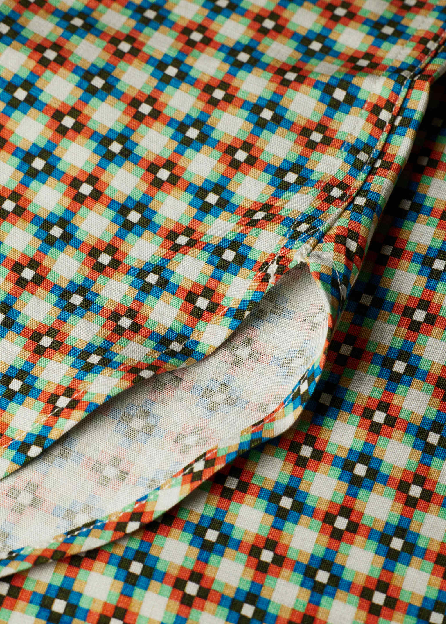 Men's Ecru 'Geo Tile' Print Lyocell-Cotton Shirt