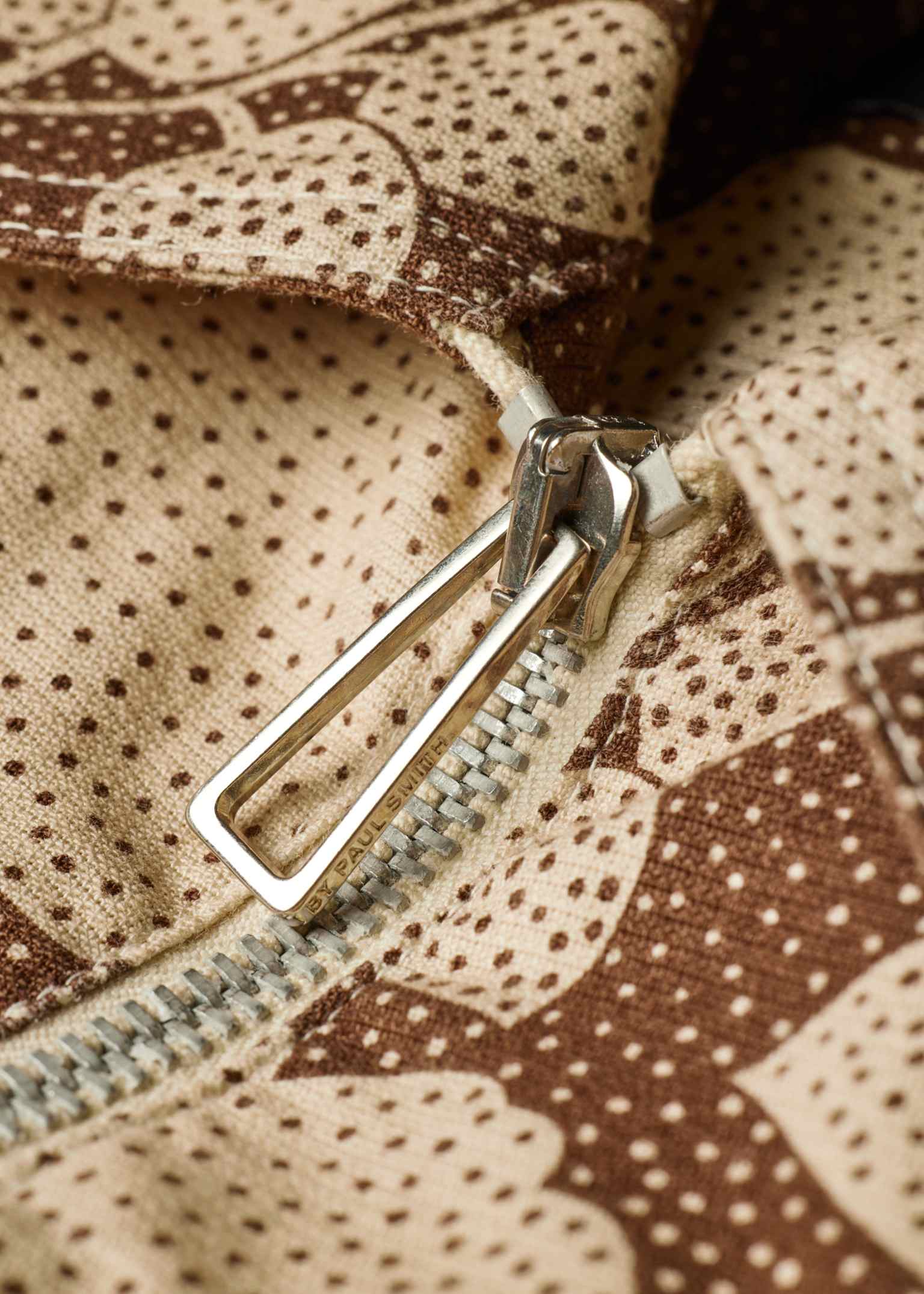 Men's Brown 'Perforated Floral' Cotton Zip Jacket