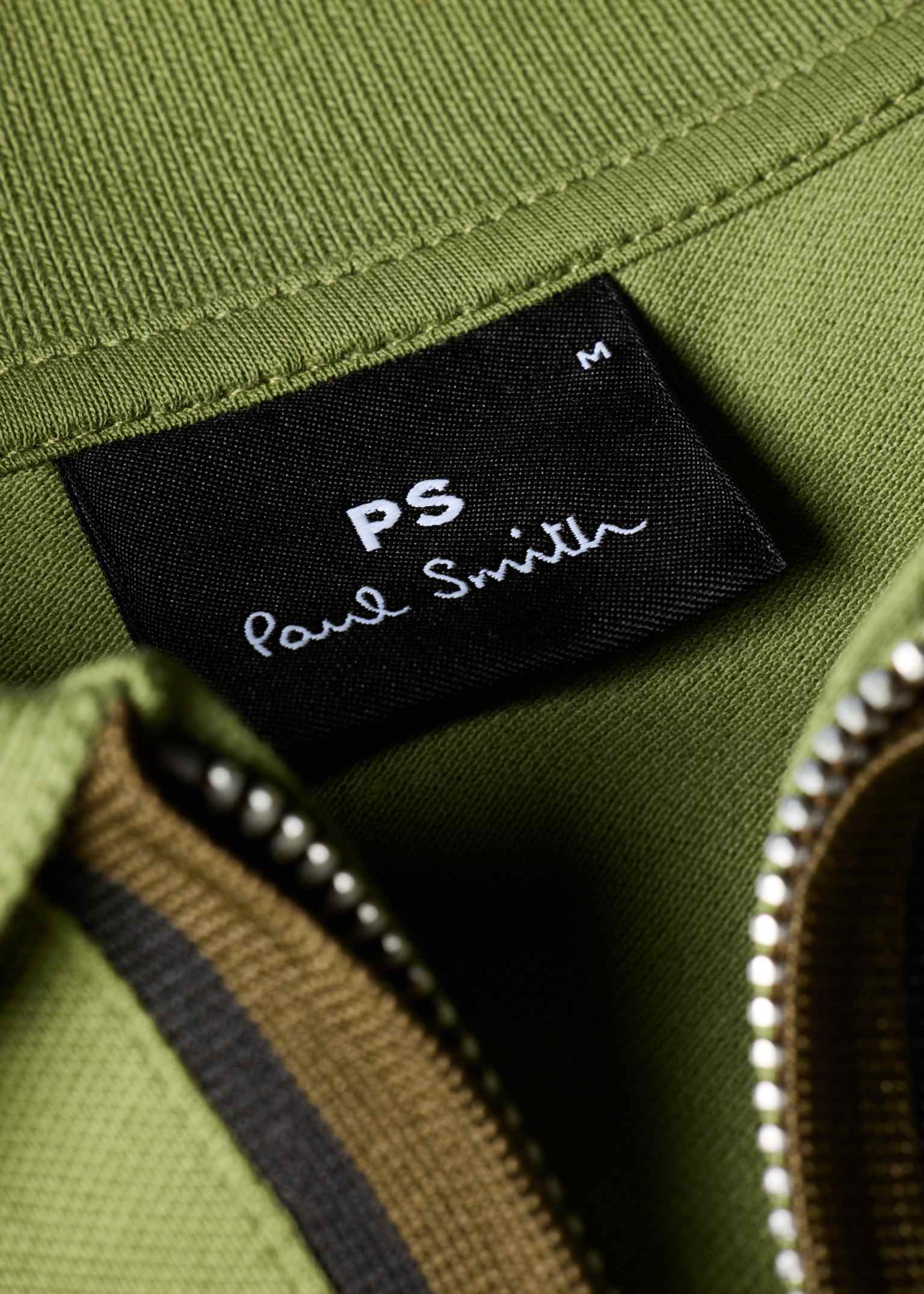 Men's Khaki Contrast Tipping Zip Polo Shirt
