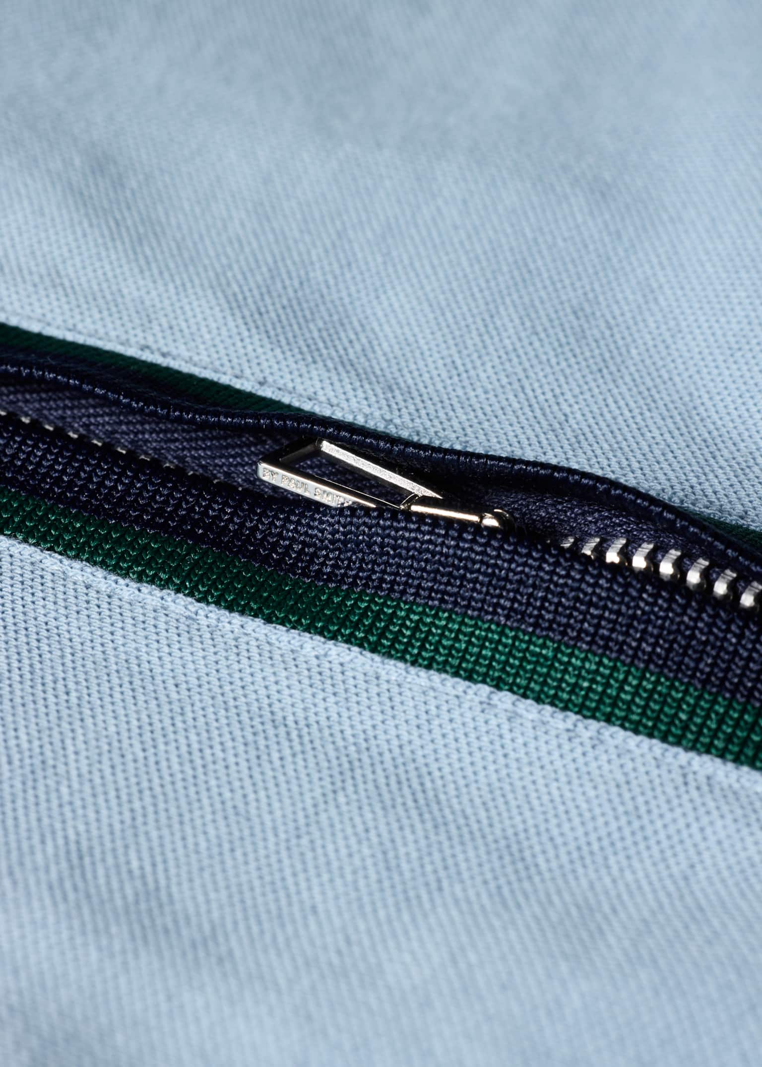 Men's Pale Blue Contrast Tipping Zip Polo Shirt