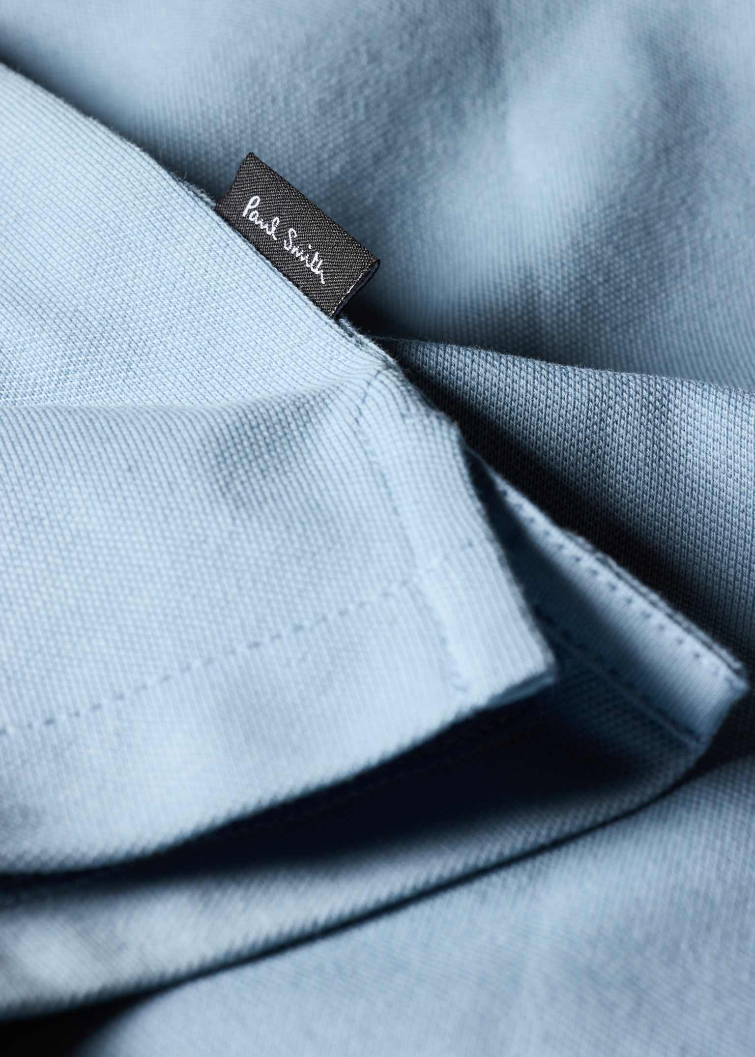 Men's Pale Blue Contrast Tipping Zip Polo Shirt