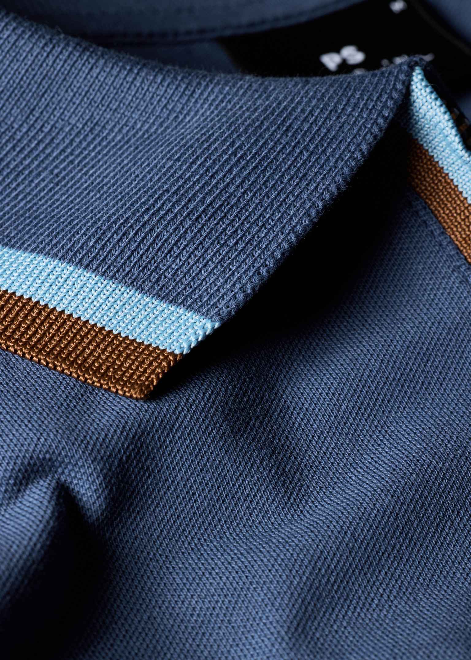 Men's Mid Blue Contrast Tipping Zip Polo Shirt