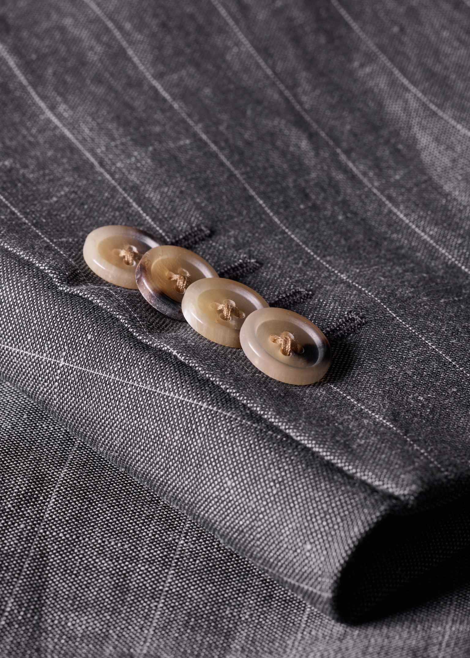 Men's Grey Wool-Linen Pinstripe Buggy-Lined Blazer