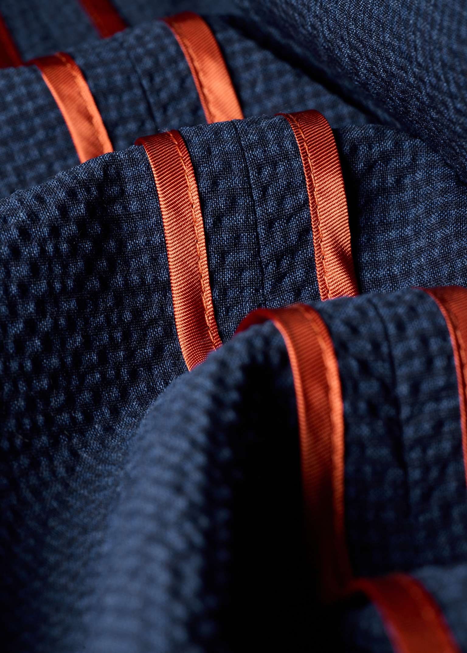 Men's Navy Stretch-Wool Seersucker Check Blazer