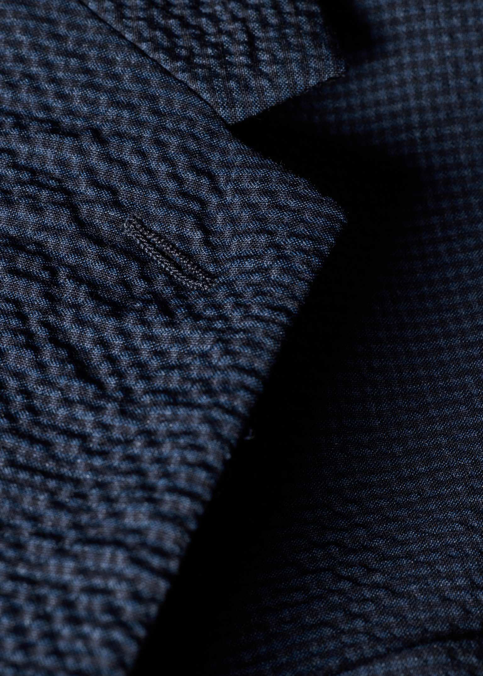 Men's Navy Stretch-Wool Seersucker Check Blazer