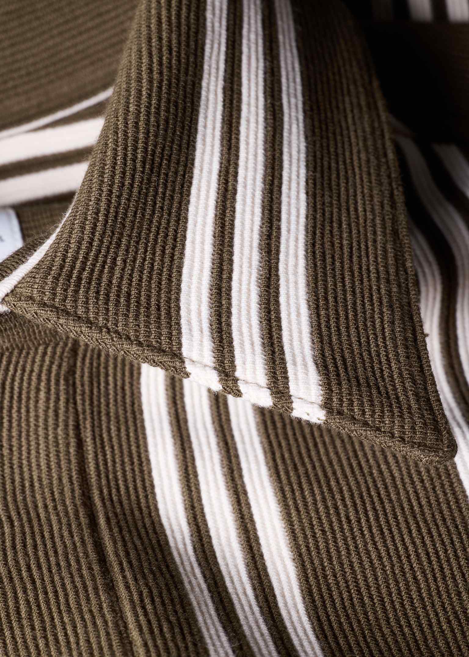 Men's Khaki Cotton-Blend Jersey Stripe Shirt