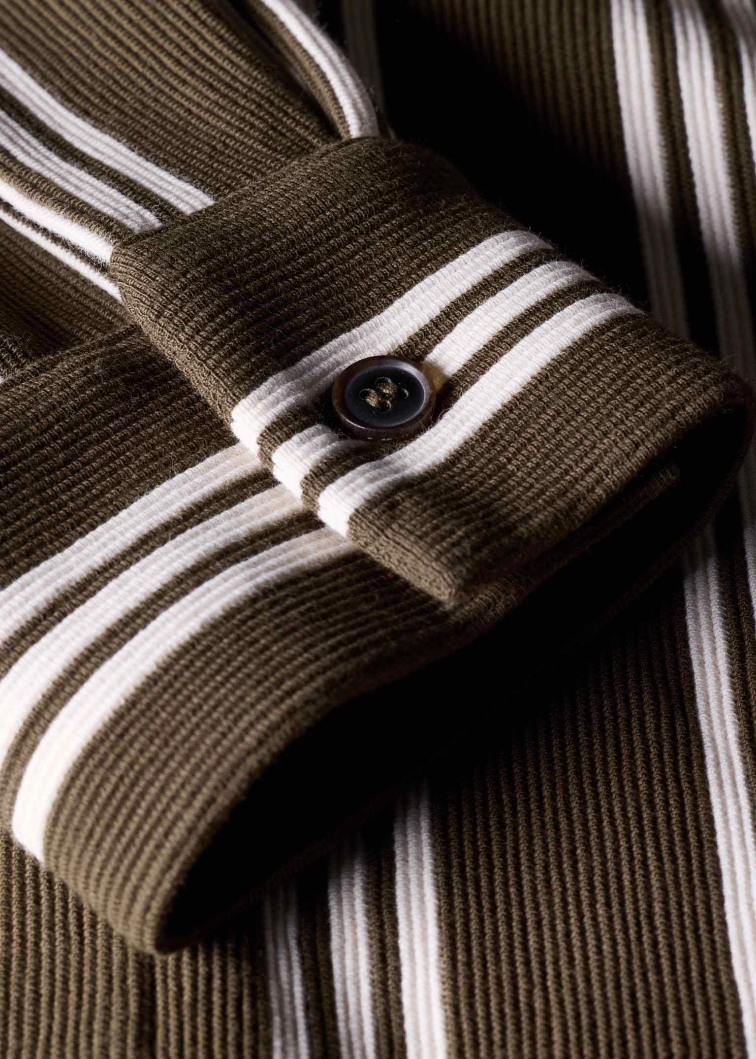 Men's Khaki Cotton-Blend Jersey Stripe Shirt